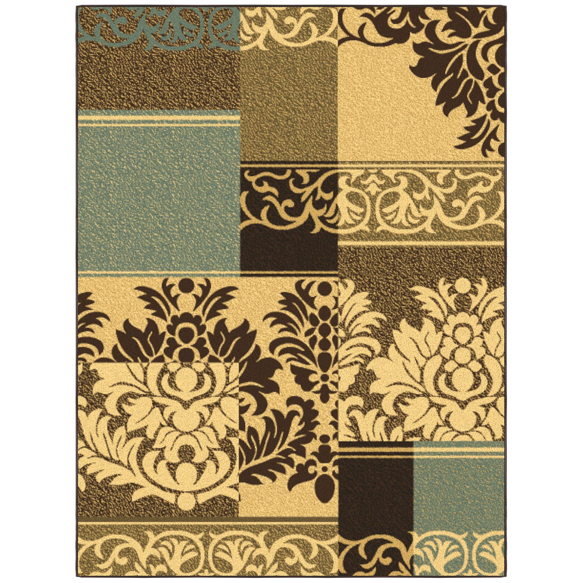 Ottomanson Machine Washable Non-Slip Rubberback Damask 5x7 Indoor Area ...