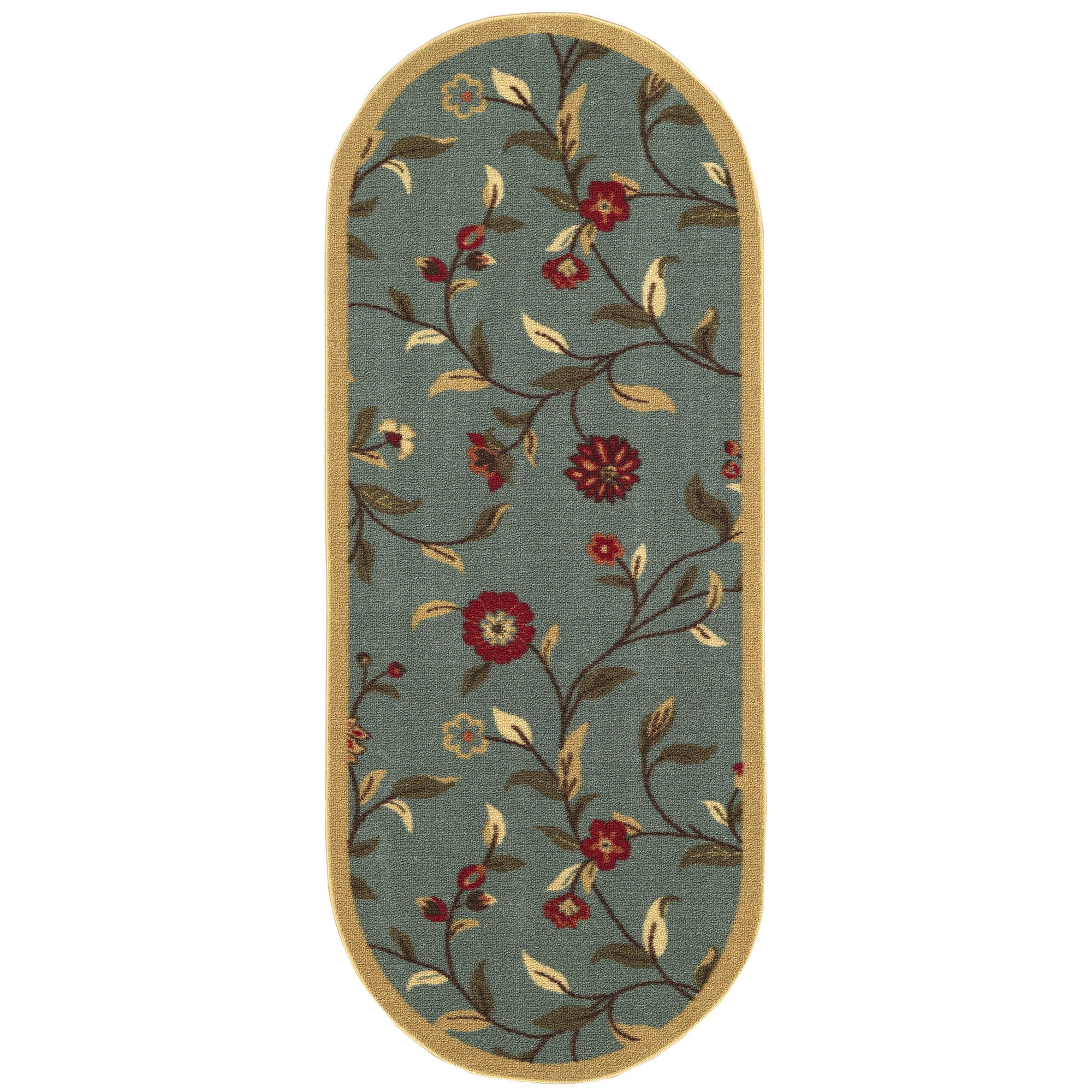 Ottomanson Non-Slip Rubberback Floral 2x5 Indoor Oval Runner Rug, 20" x ...