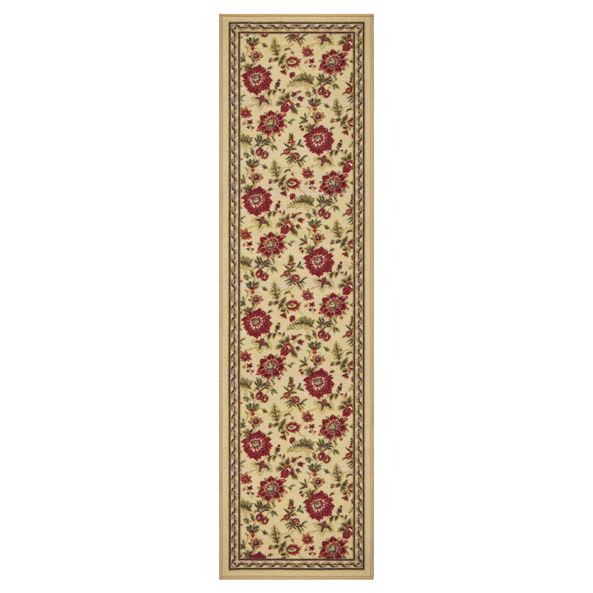 Ottomanson Non-Slip Rubberback Floral 2x7 Indoor Runner Rug, 1'10" x 7 ...