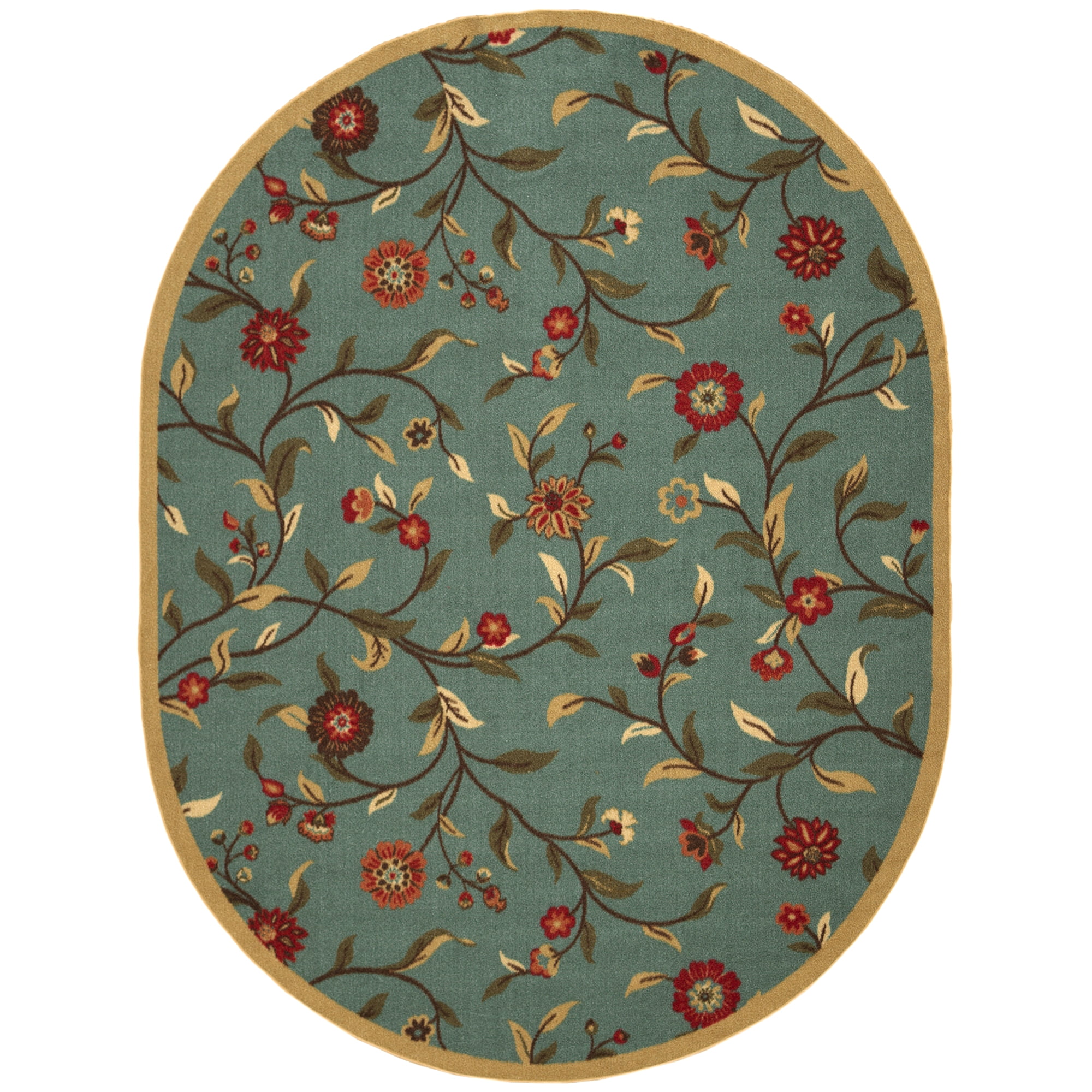 Ottomanson Non-Slip Rubberback Floral 5x7 Indoor Oval Area Rug, 5' x 6 ...