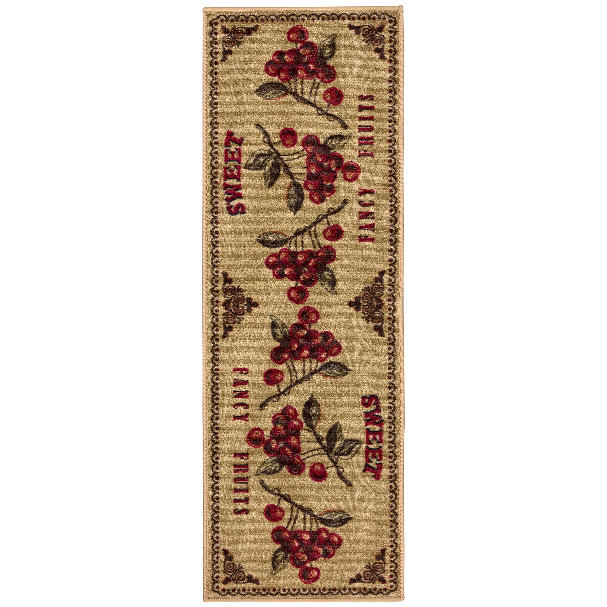 Ottomanson Siesta Kitchen Non-Slip Rubber Backing Runner Rug, Fruits ...