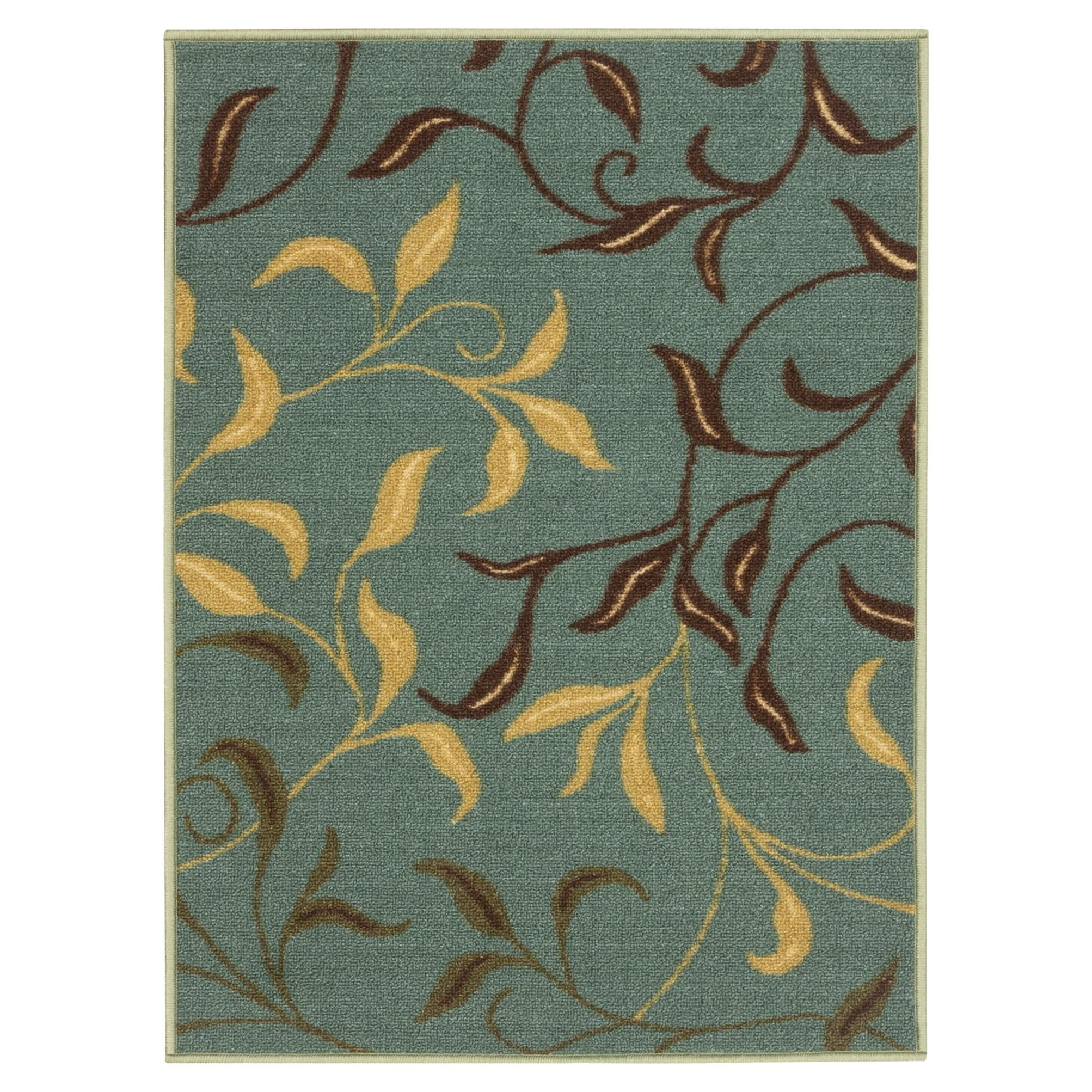 Ottomanson Machine Washable Non-Slip Rubberback Leaves 2x3 Indoor Area ...