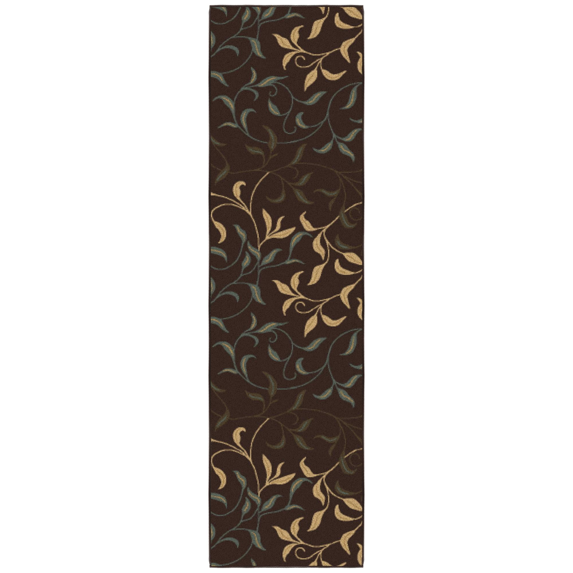 Ottomanson Non-Slip Rubberback Leaves 2x7 Indoor Runner Rug, 1'10" x 7 ...