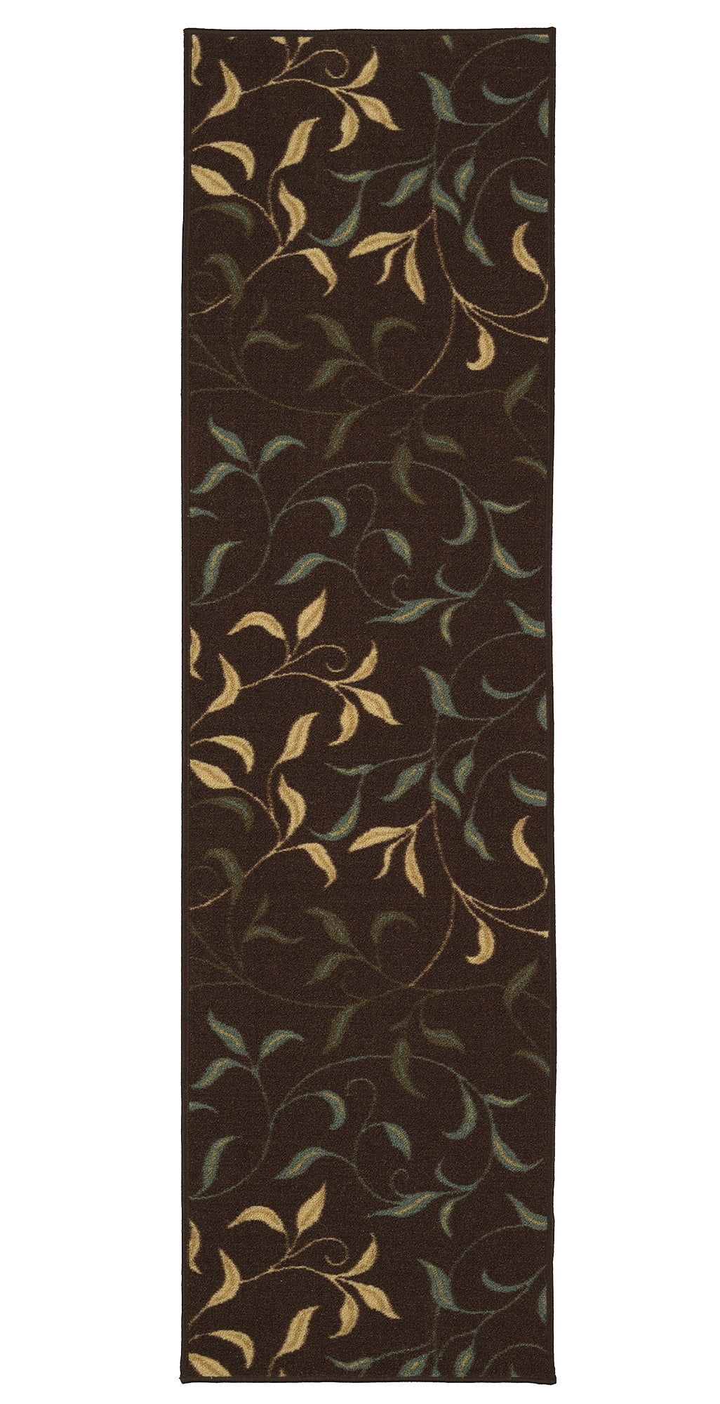 Ottomanson Machine Washable Non-Slip Rubberback Leaves 2x7 Indoor ...
