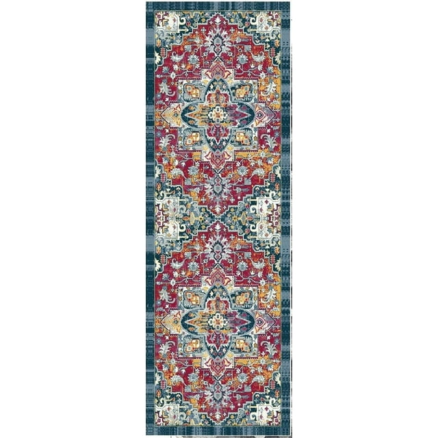 Ottomanson Non-Slip Rubberback Modern Medallion 2x5 Indoor Runner Rug ...