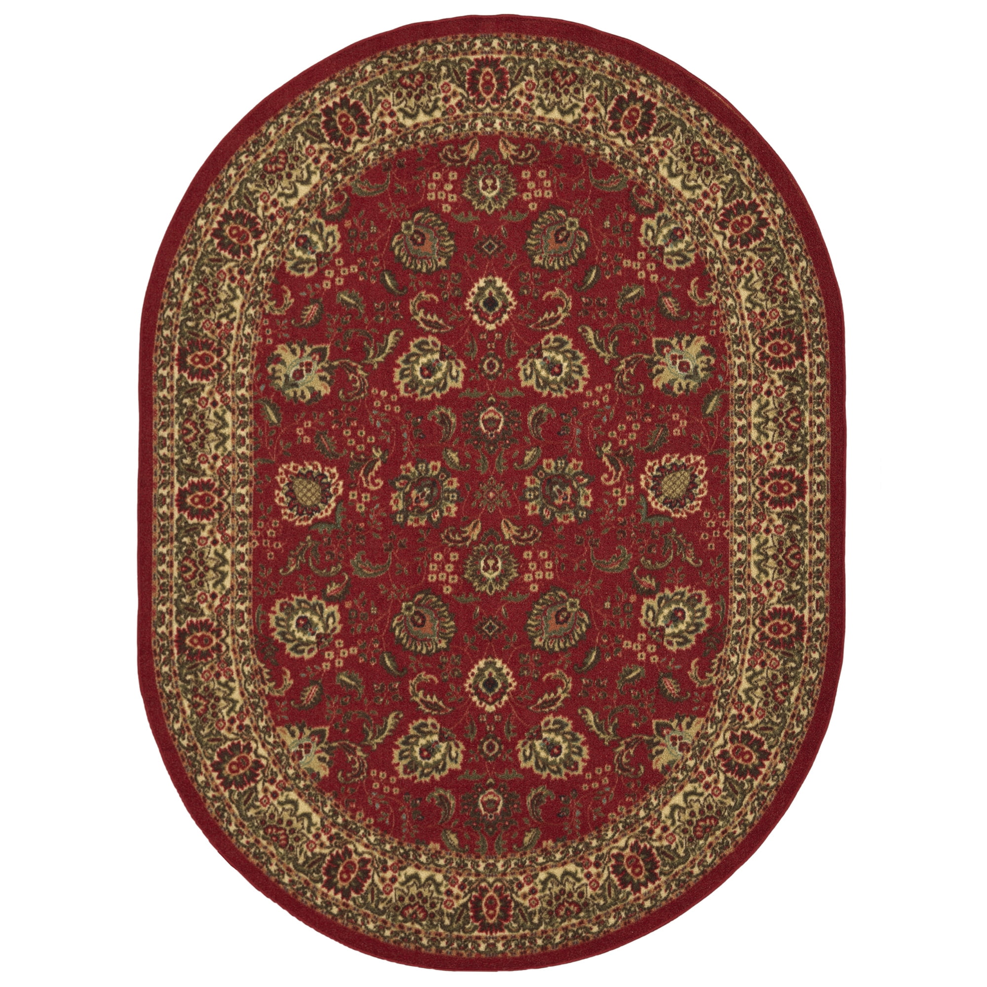 Ottomanson Non-Slip Rubberback Oriental 5x7 Indoor Oval Area Rug, 5' x ...