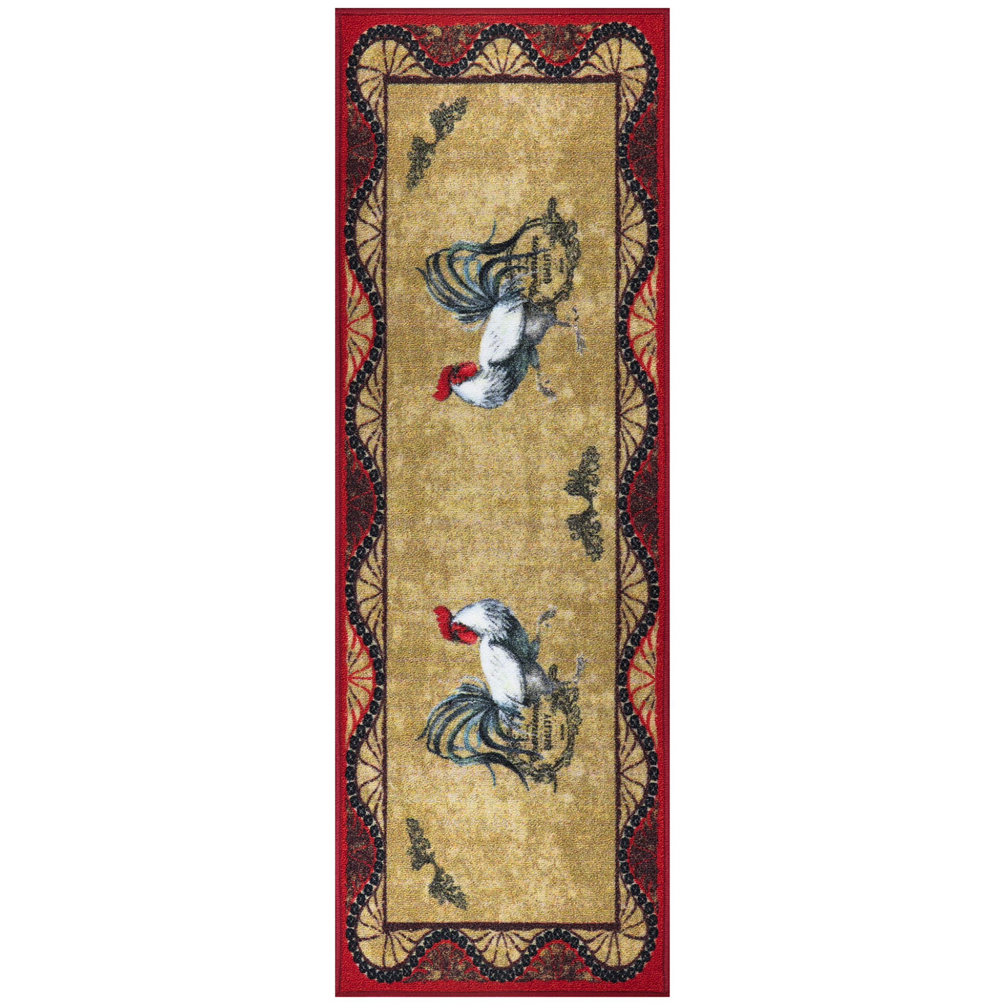Ottomanson Machine Washable Non-Slip Rubberback Rooster 2x5 Kitchen ...