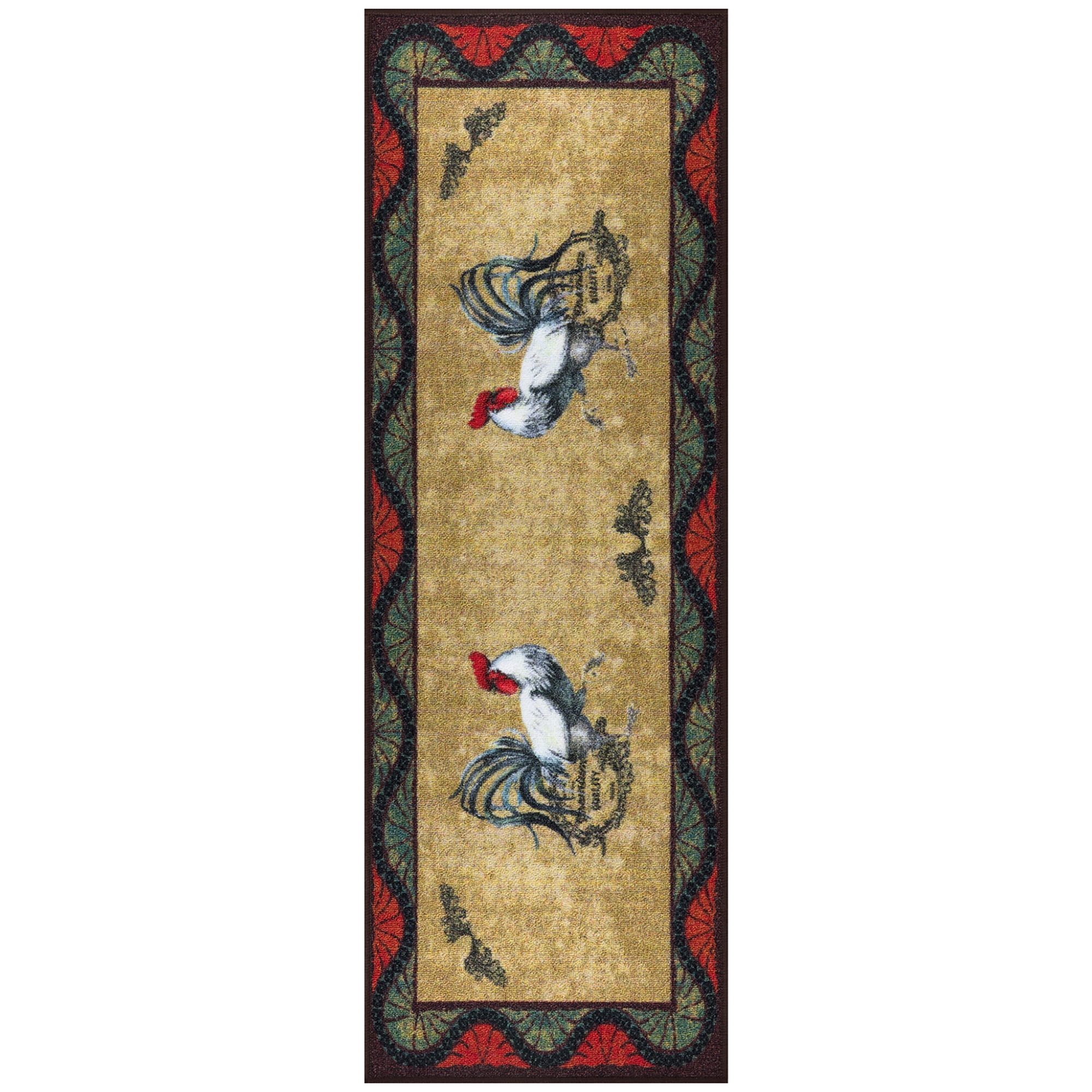 Ottomanson Machine Washable Non-Slip Rubberback Rooster 2x5 Kitchen ...