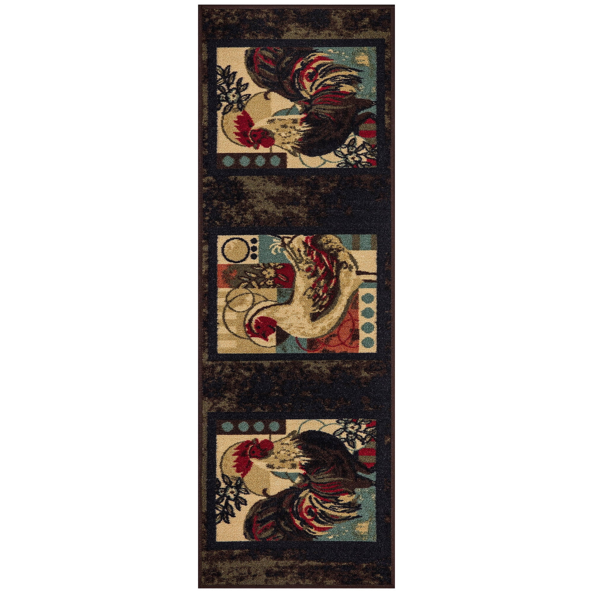 Ottomanson Machine Washable Non-Slip Rubberback Rooster 2x5 Kitchen ...