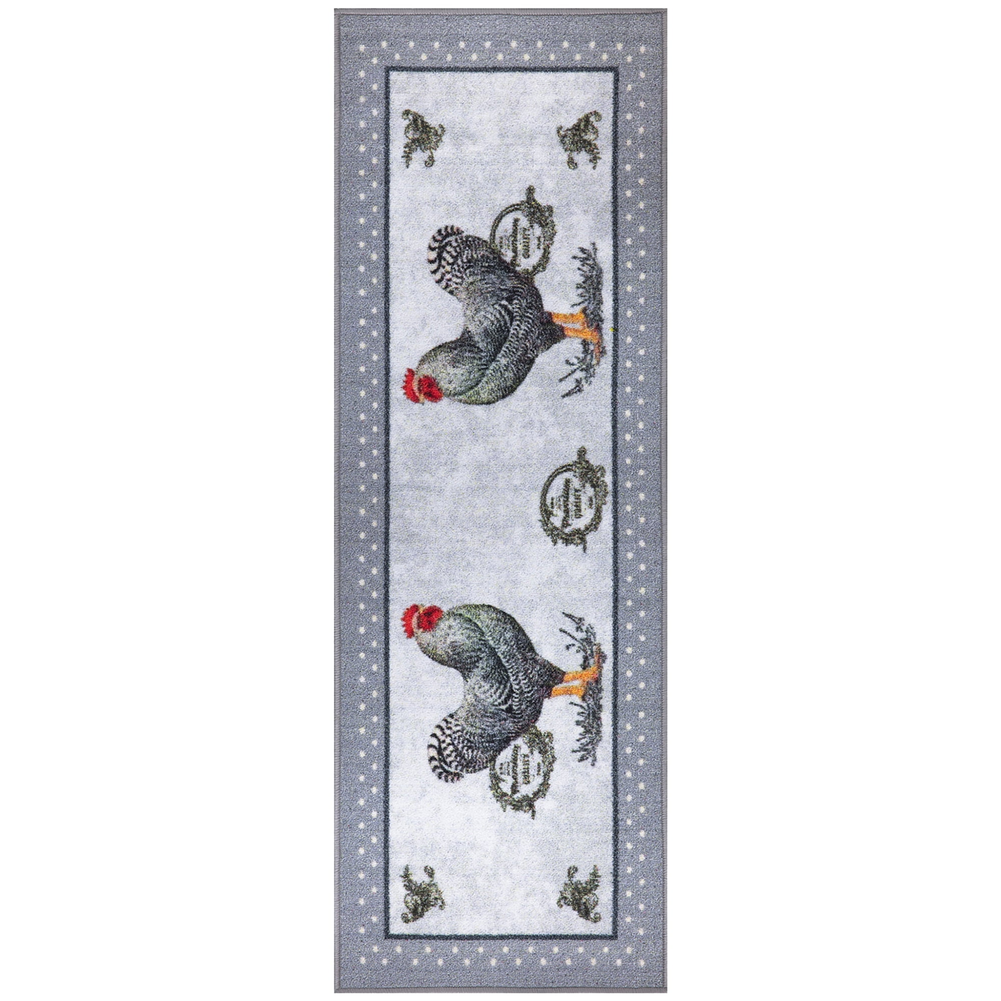 Ottomanson Machine Washable Non-Slip Rubberback Rooster 2x5 Kitchen ...