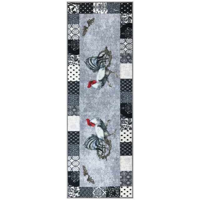 Ottomanson Machine Washable Non-Slip Rubberback Rooster 2x5 Kitchen ...