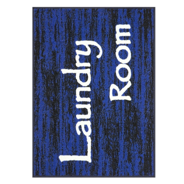 Ottomanson Non-Slip Rubberback Text 2x3 Laundry Room Rug, 26" x 35 ...