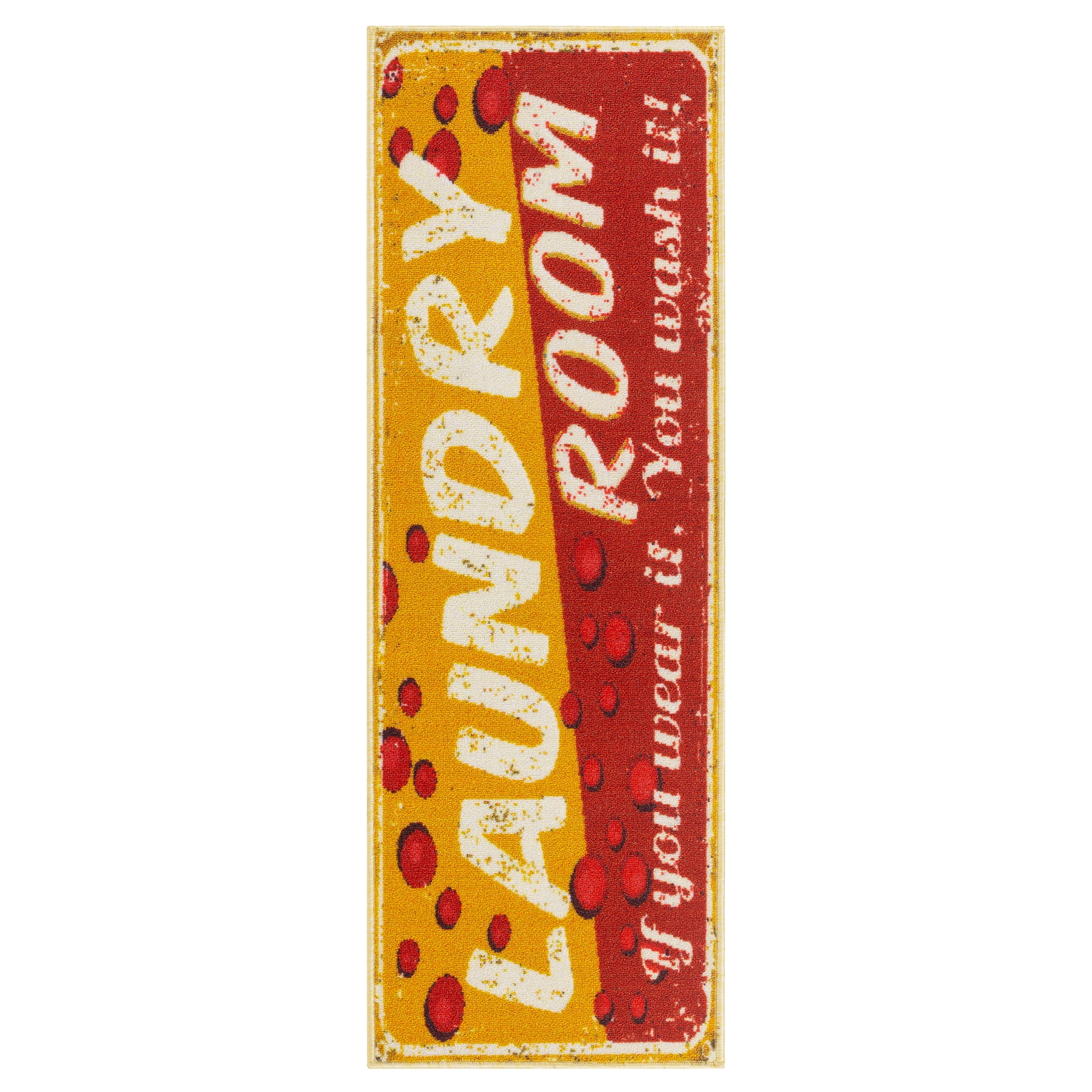 Ottomanson Non-Slip Rubberback Text 2x5 Laundry Room Runner Rug, 20" x ...