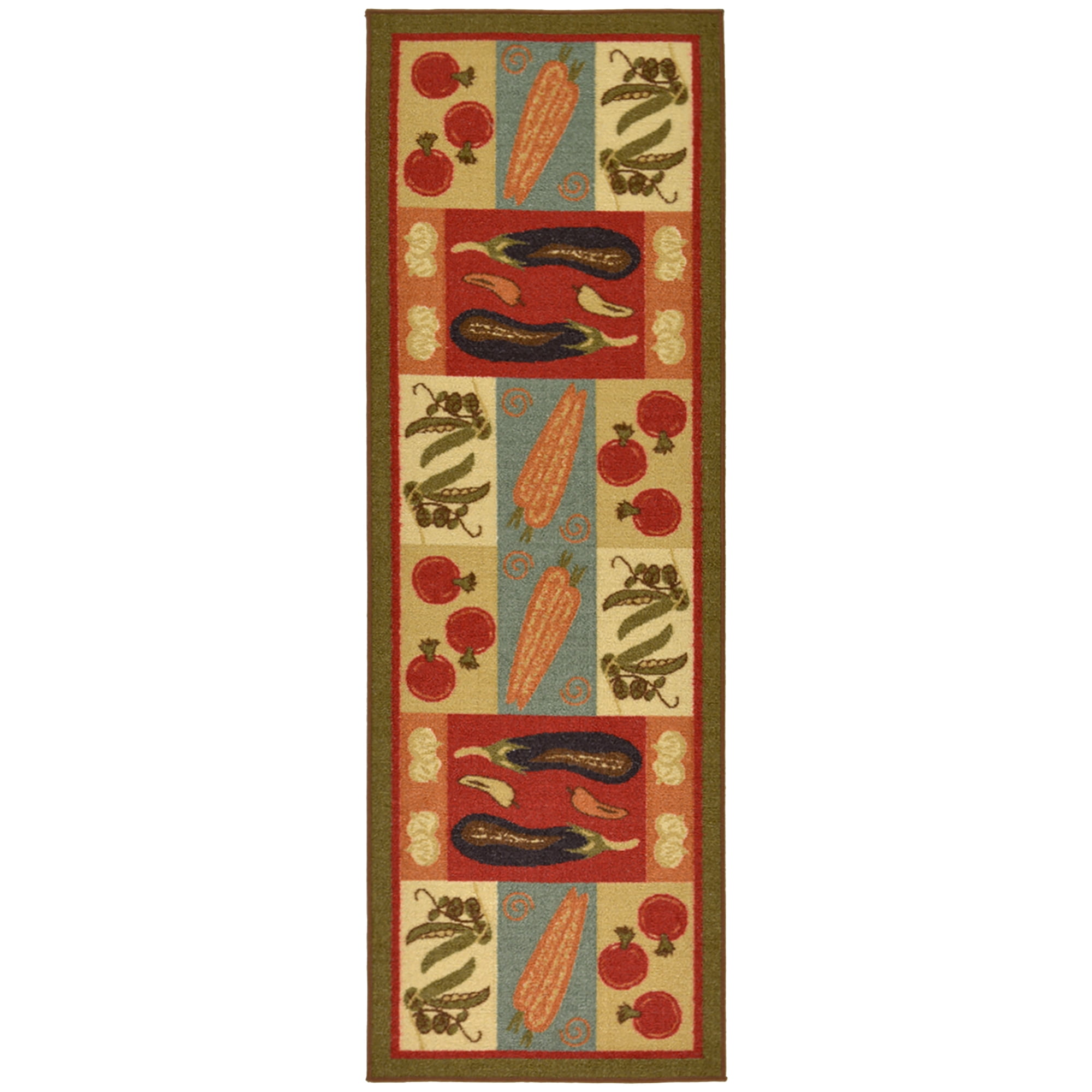 Ottomanson Non-Slip Rubberback Vegetables 2x5 Kitchen Runner Rug, 20" x ...