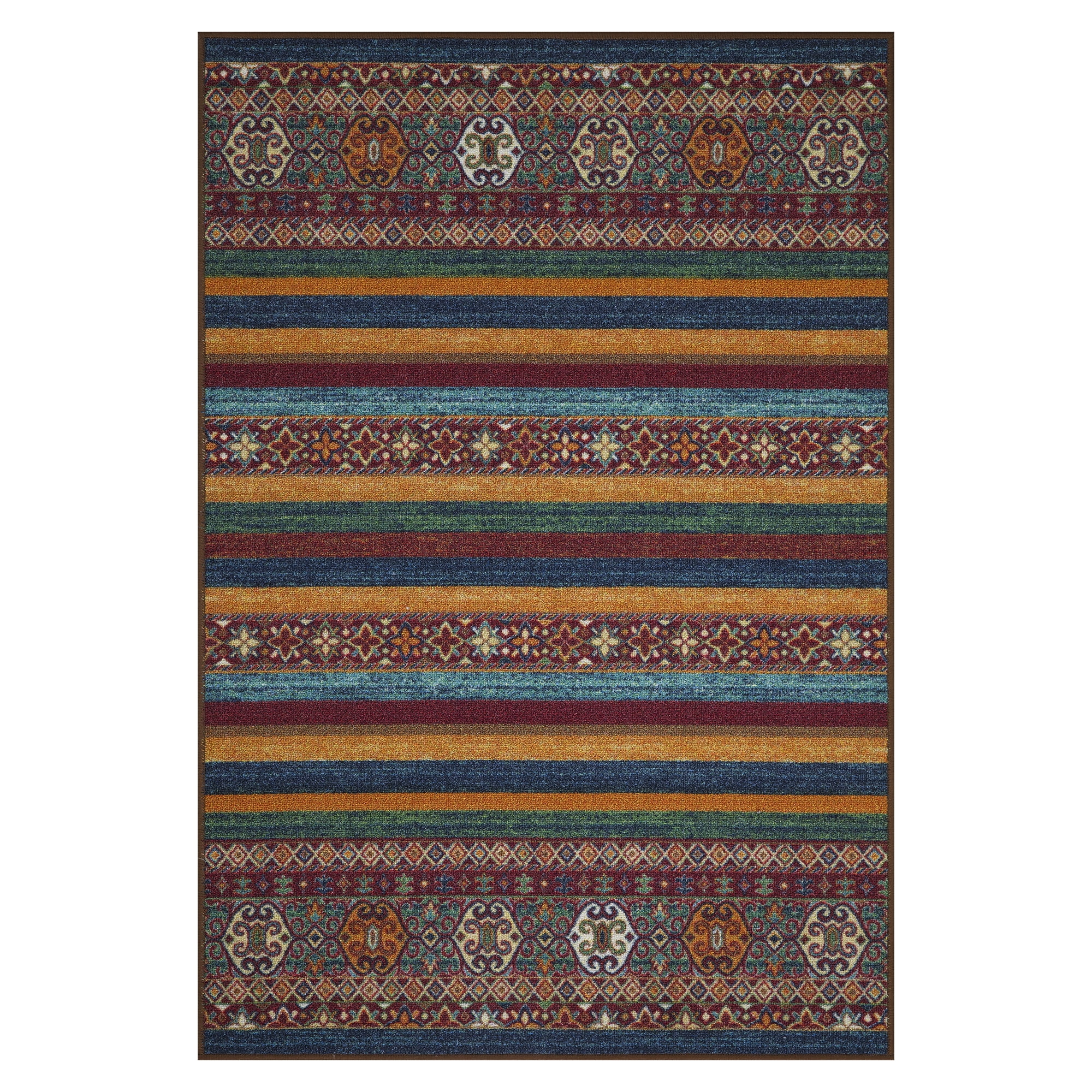 Ottomanson Machine Washable Non-Slip Rubberback Vintage Striped 3x5 ...