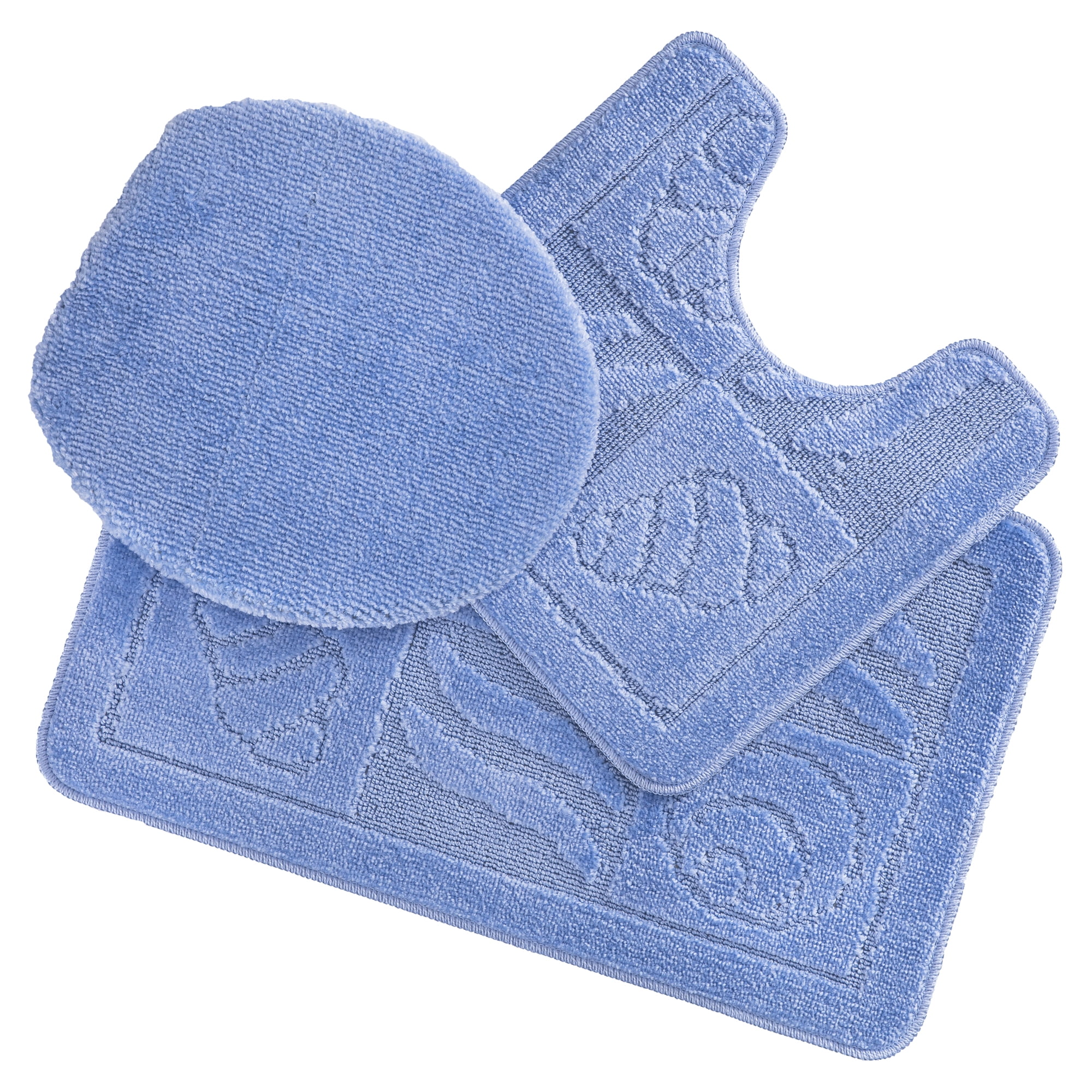 Ottomanson Nice Washable Non-Slip Rubberback Polypropylene Blue Bath ...