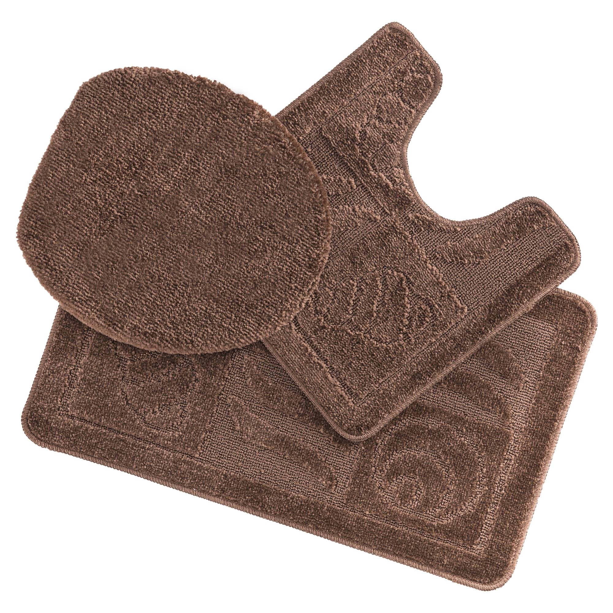 Ottomanson Nice Washable Non-Slip Rubberback Polypropylene Brown Bath ...