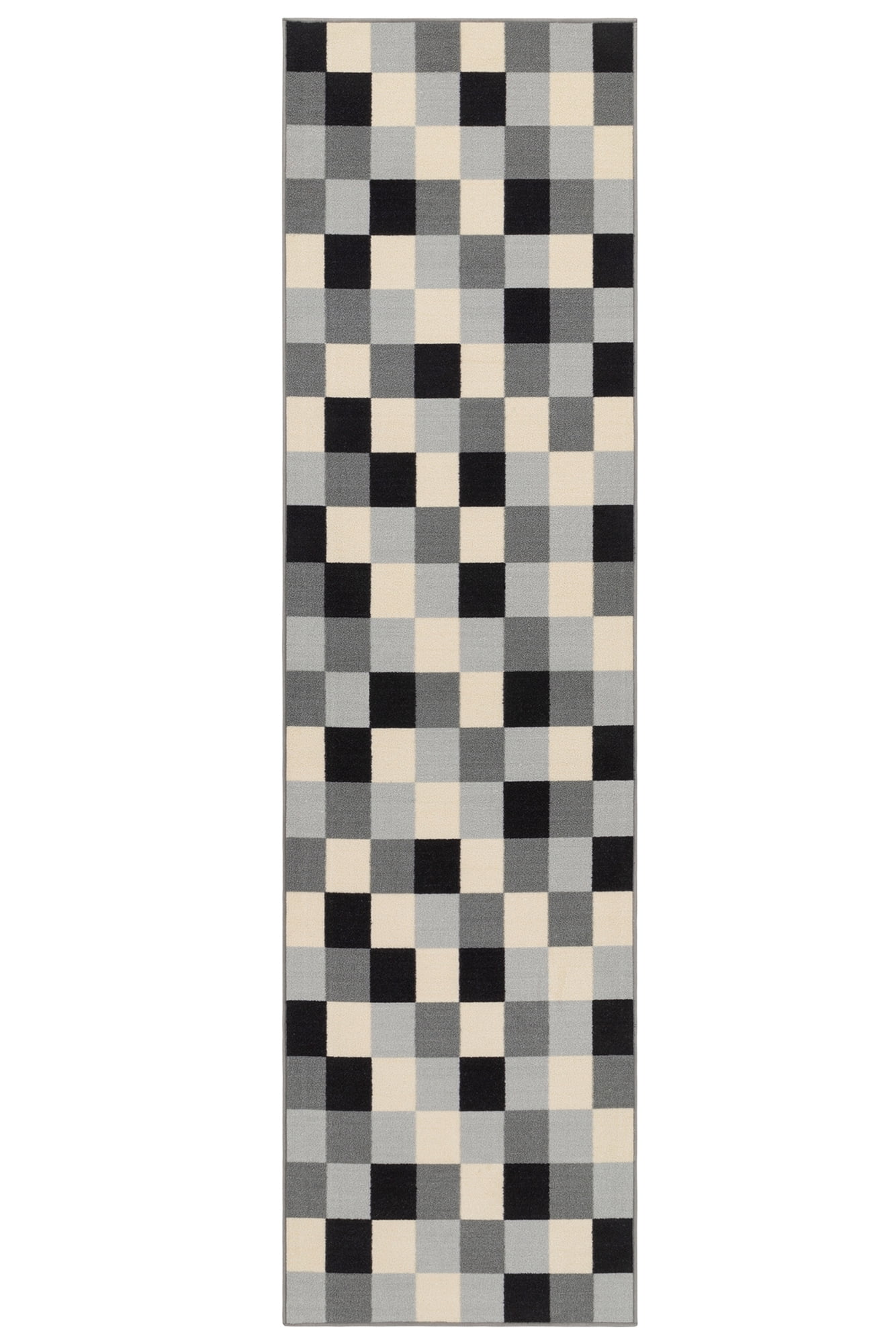 Ottomanson Non-Slip Rubberback Checkered 3x10 Indoor Runner Rug, 2'7" x ...