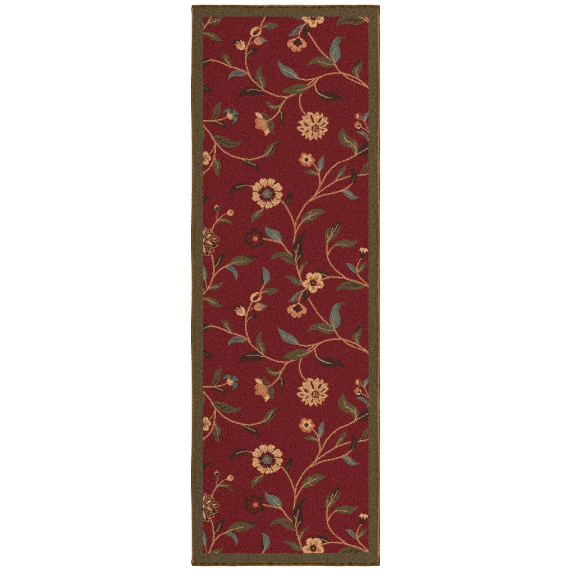Ottomanson Non-Slip Rubberback Floral 2x5 Indoor Runner Rug, 20" x 59 ...