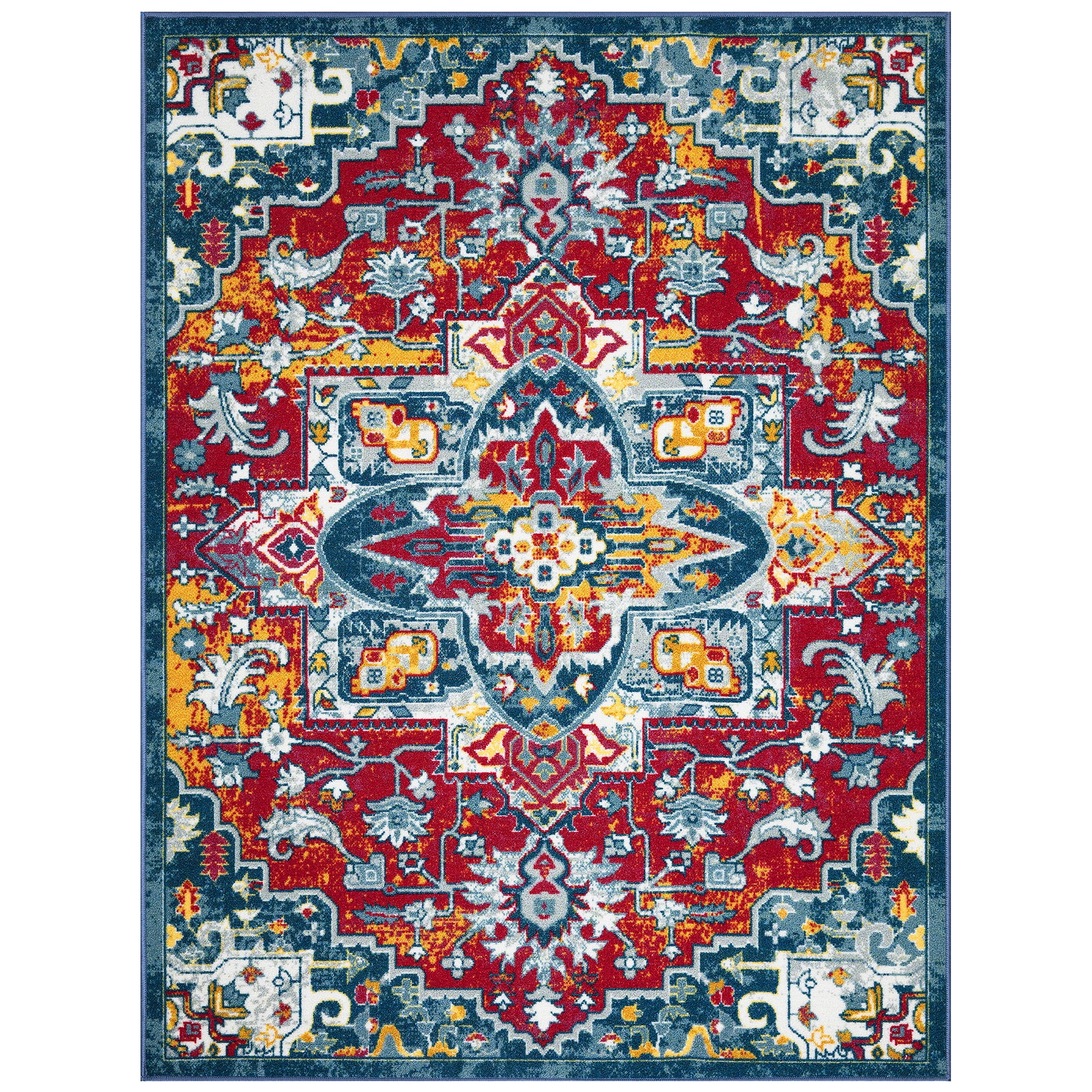 Ottomanson Non-Slip Rubberback Modern Medallion 5x7 Indoor Area Rug, 5 ...
