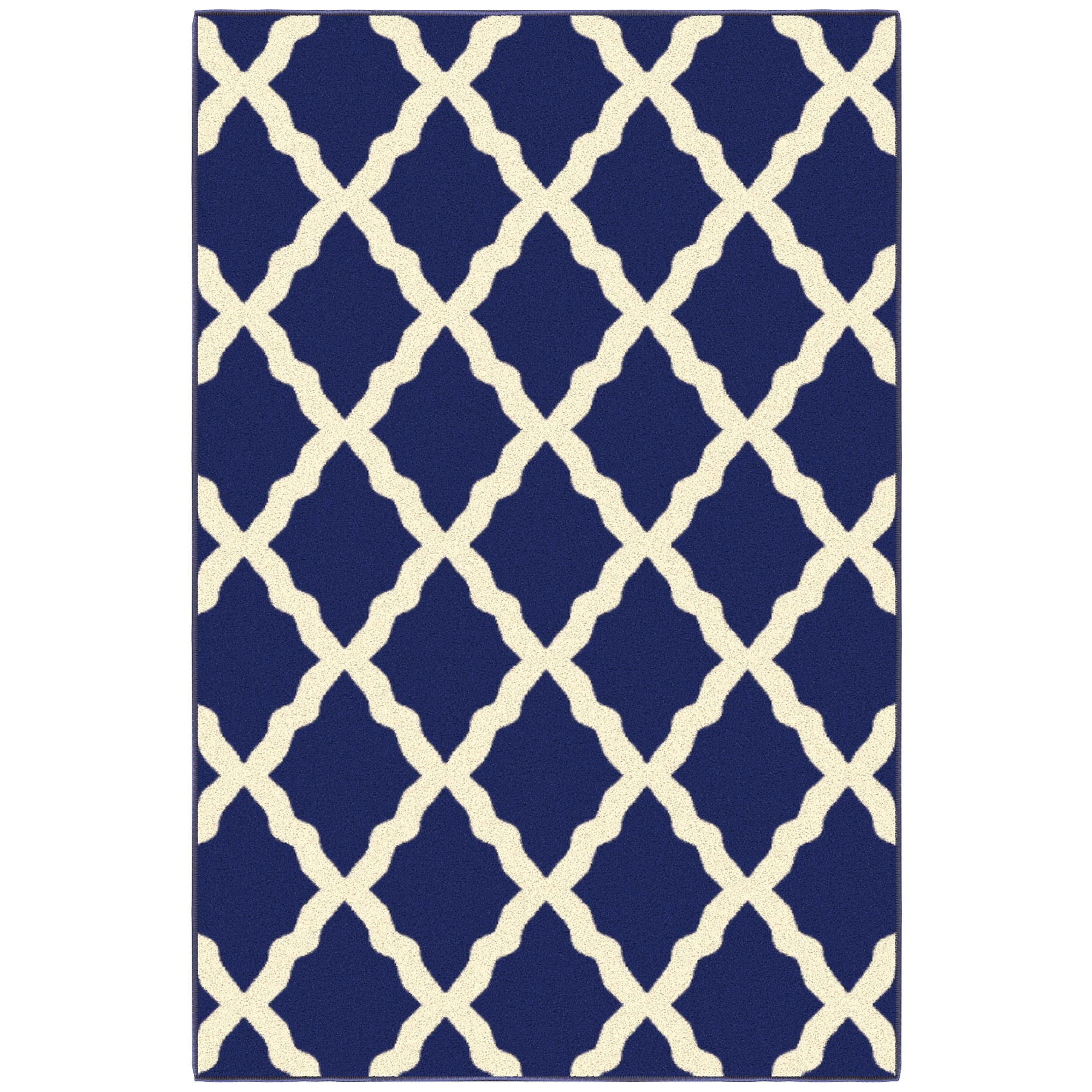 Ottomanson Non-Slip Moroccan Trellis Area Rug - 3x5 Navy - Walmart.com