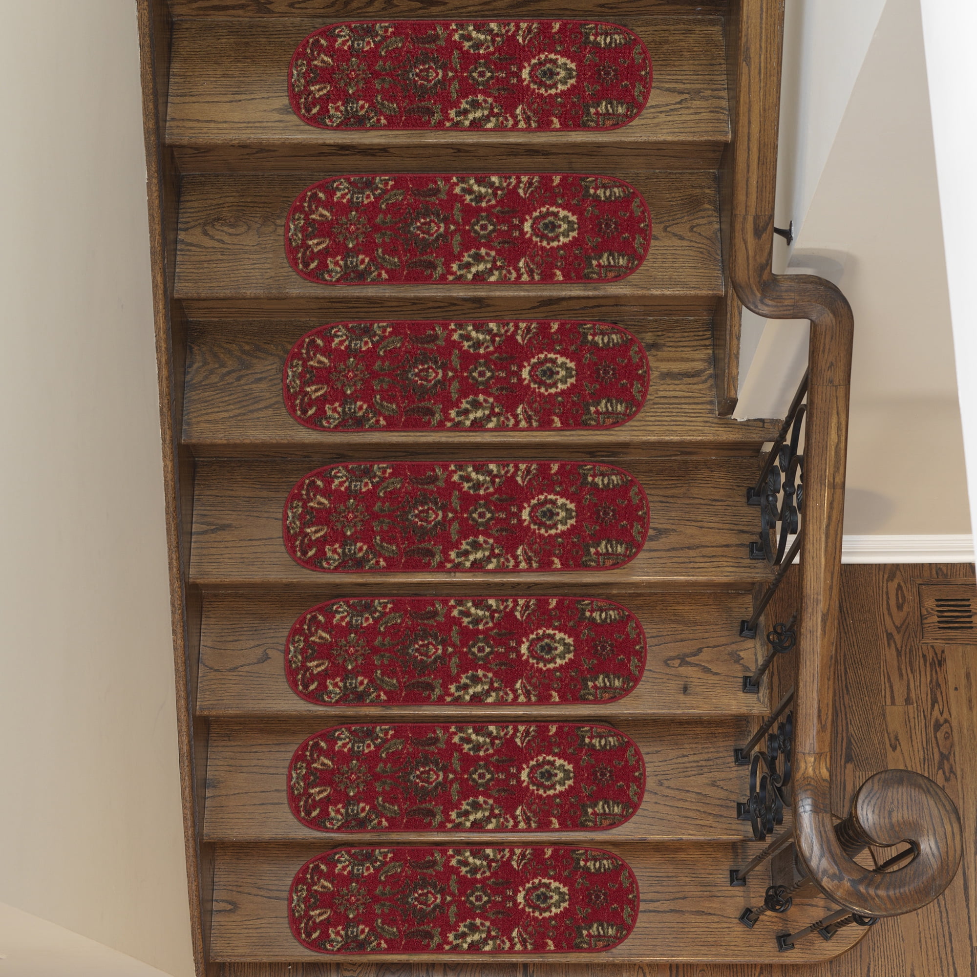 Ottomanson Non-Slip Rubberback Oriental 8.5" x 26" Indoor Oval Stair ...