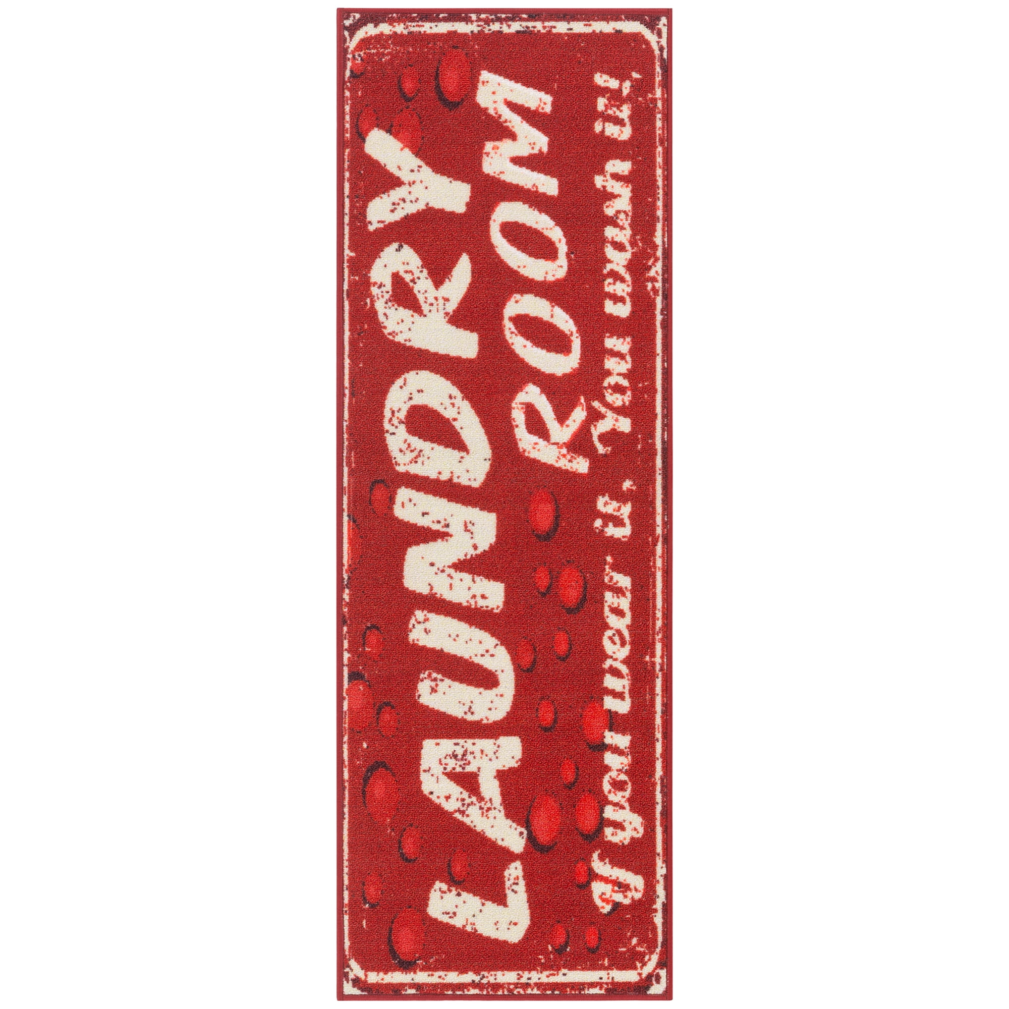 Ottomanson Non-Slip Rubberback Text 2x5 Laundry Room Runner Rug, 20" x ...