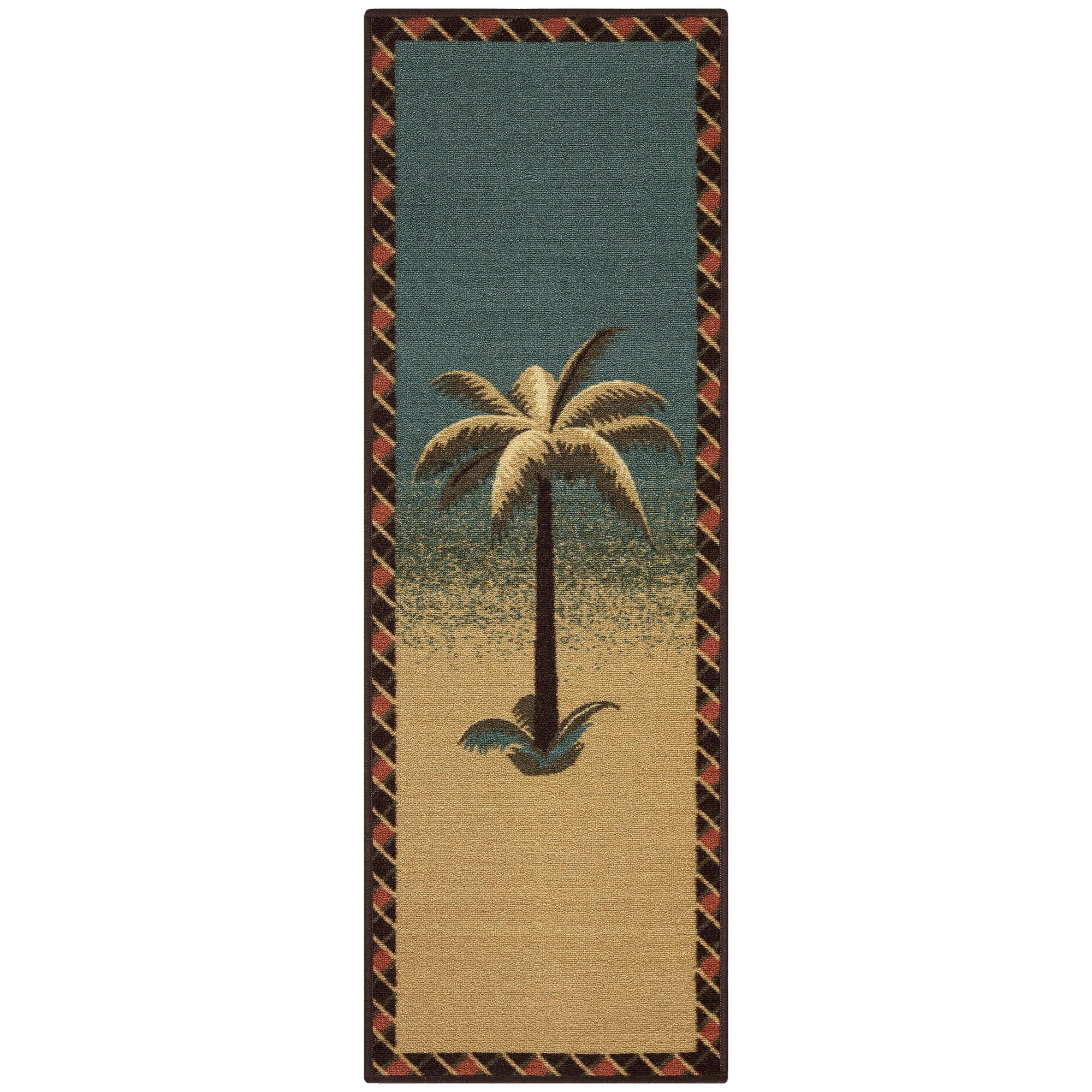 Ottomanson Tropical Palm Tree Runner Rug 20 x 59 Blue/Beige - Walmart.com