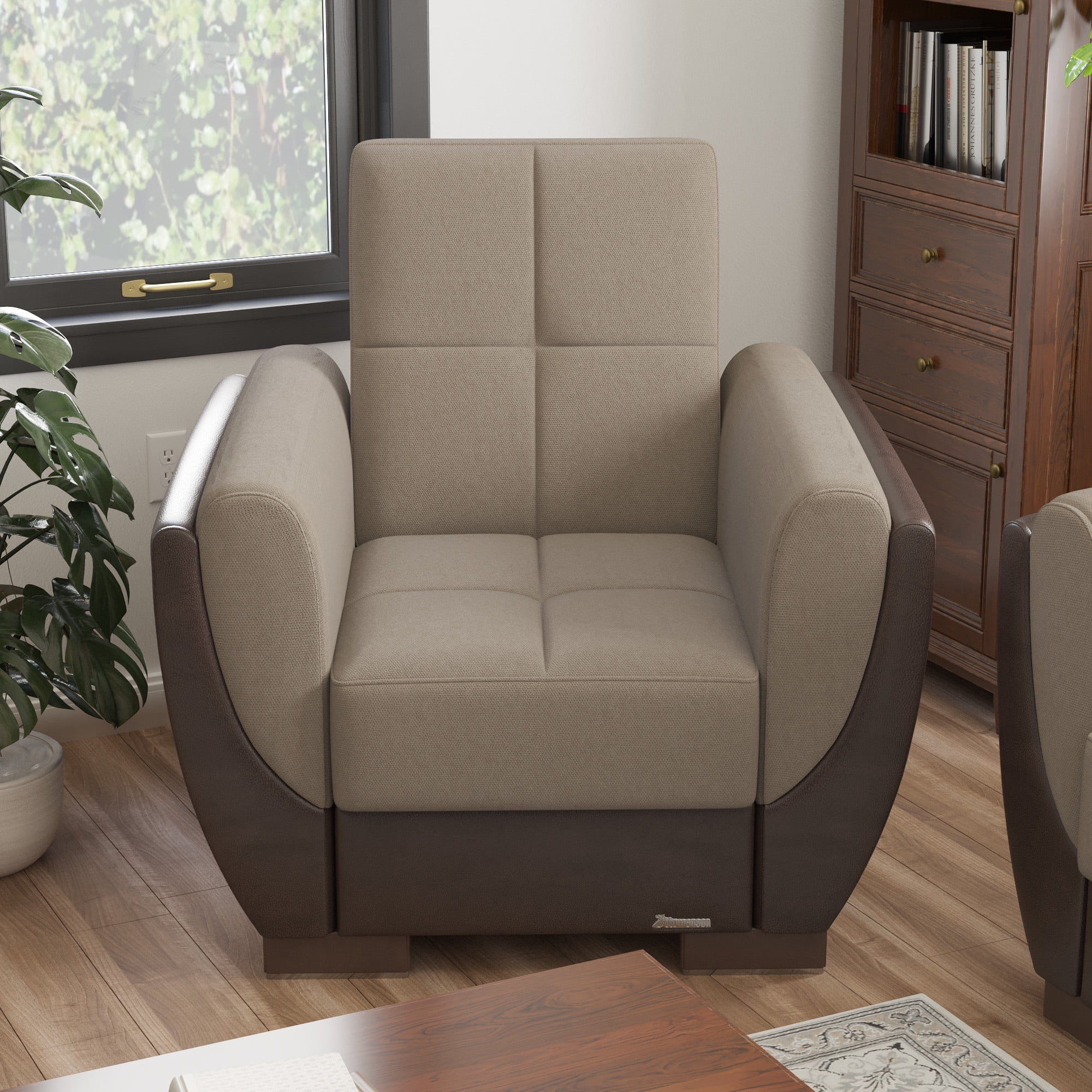 Ottomanson Origins Air Convertible Arm Chair, Beige Chenille - Walmart.com