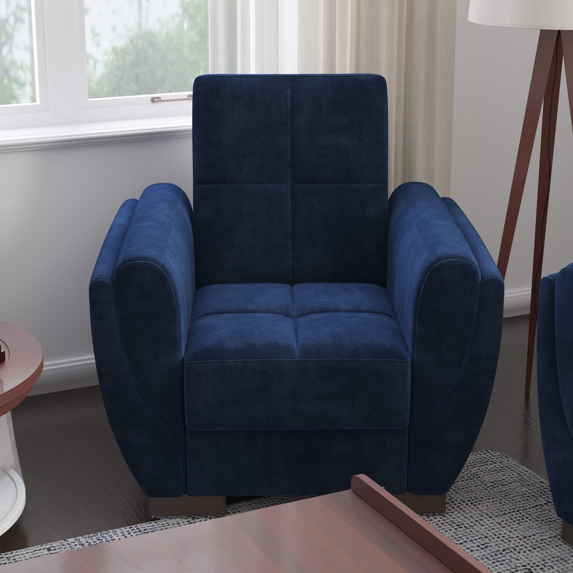 Ottomanson Origins Air Convertible Arm Chair, Blue Microfiber - Walmart.com