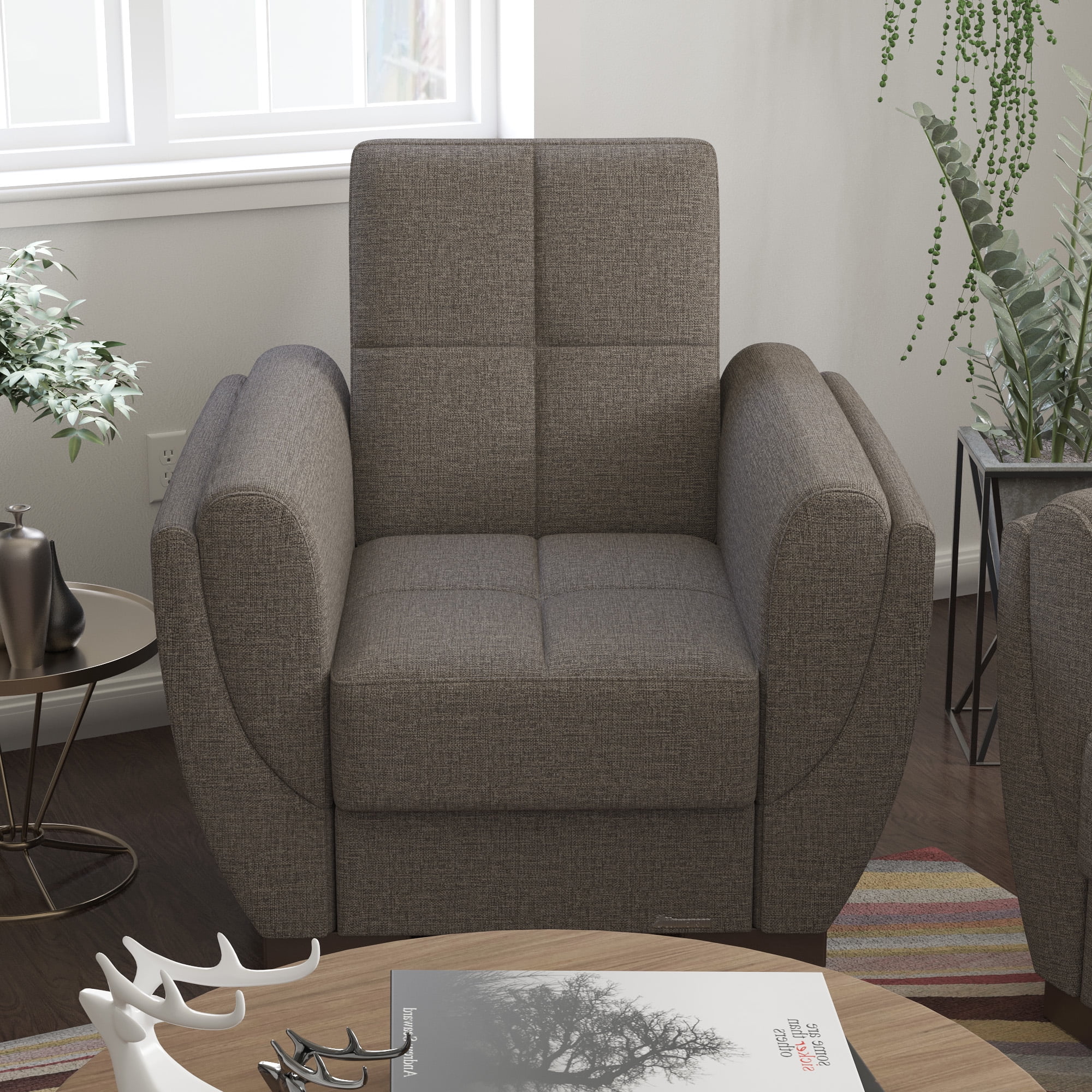 Ottomanson Origins Air Convertible Arm Chair, Brown Polyester Fabric ...