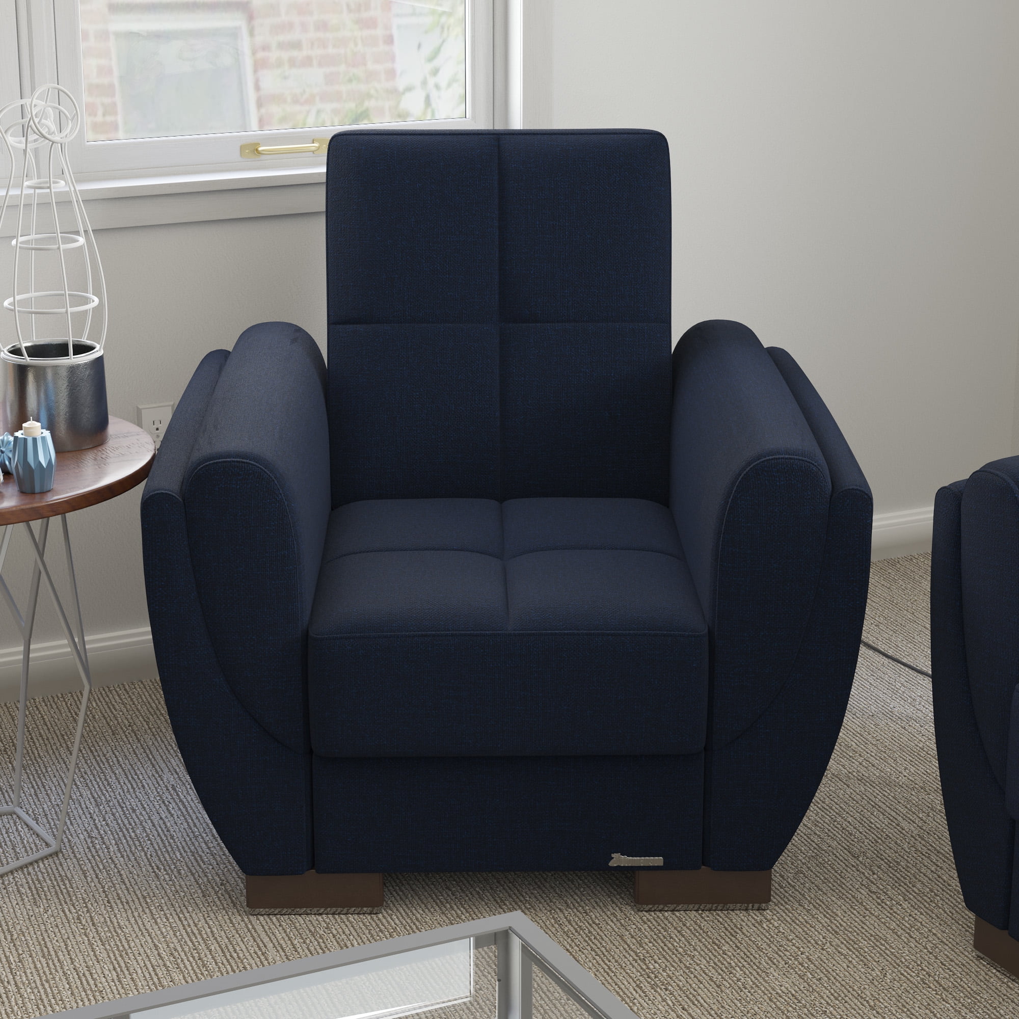 Ottomanson Origins Air Convertible Arm Chair, Dark Blue Polyester ...