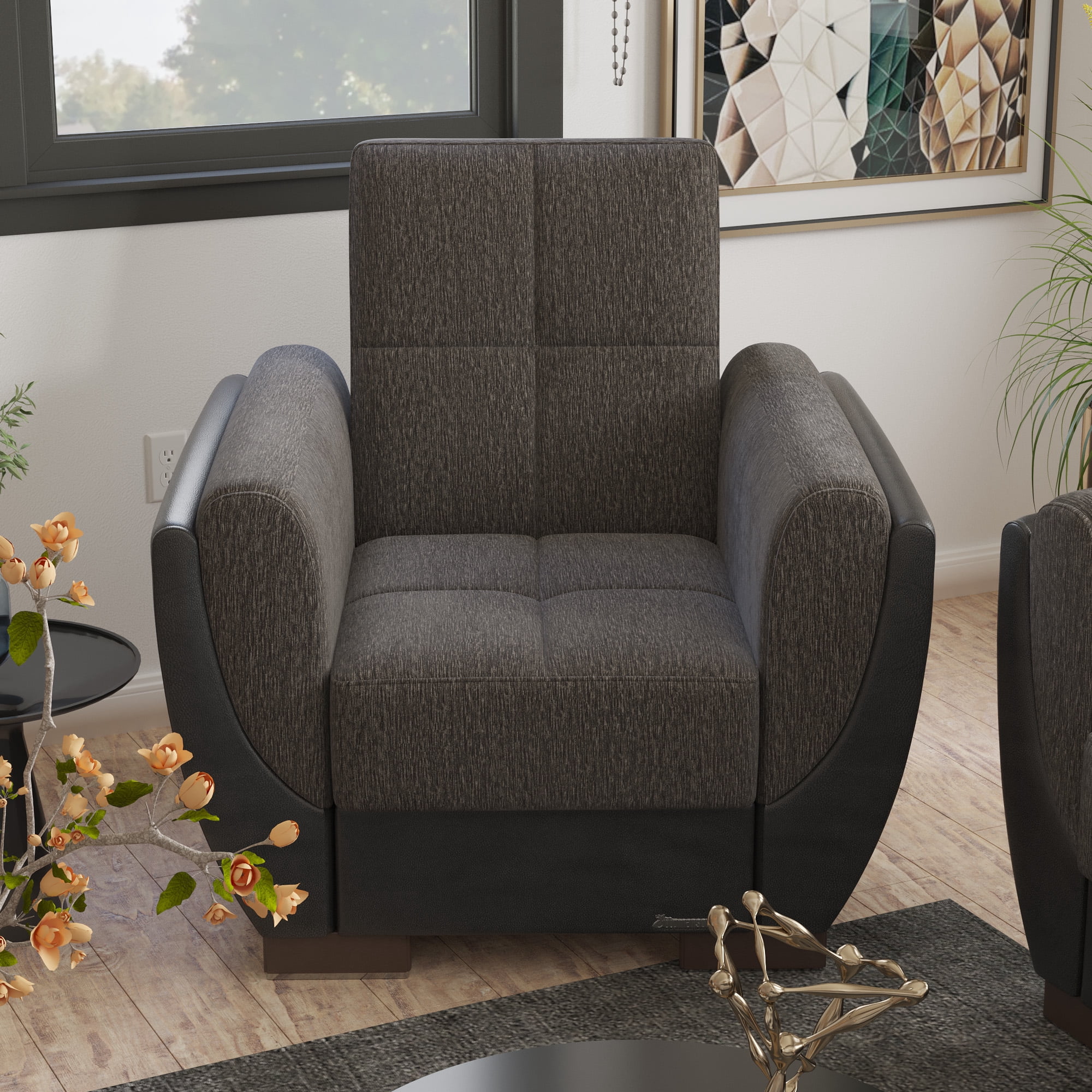Ottomanson Origins Air Convertible Arm Chair, Gray Chenille - Walmart.com
