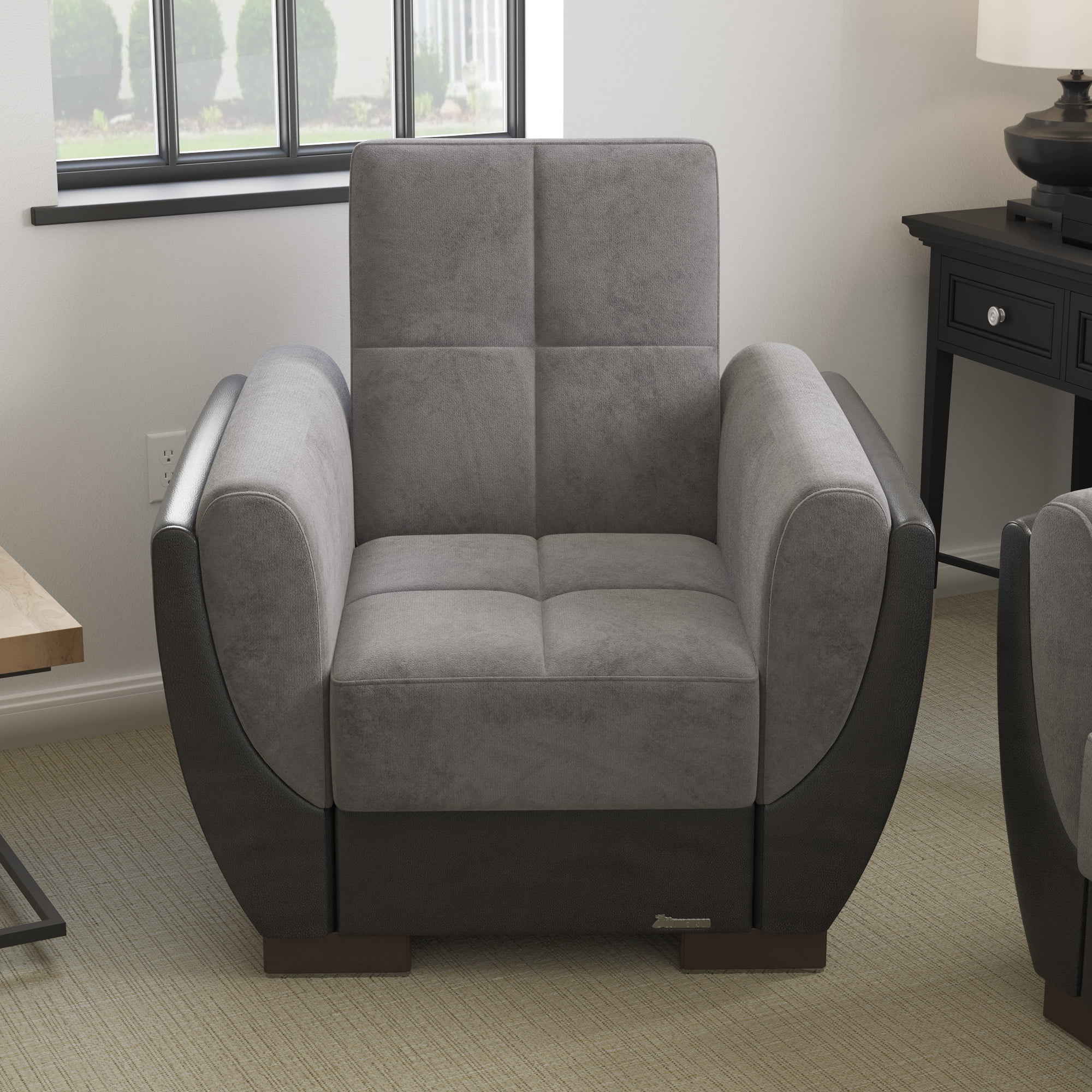 Ottomanson Origins Air Convertible Arm Chair, Gray Microfiber - Walmart.com