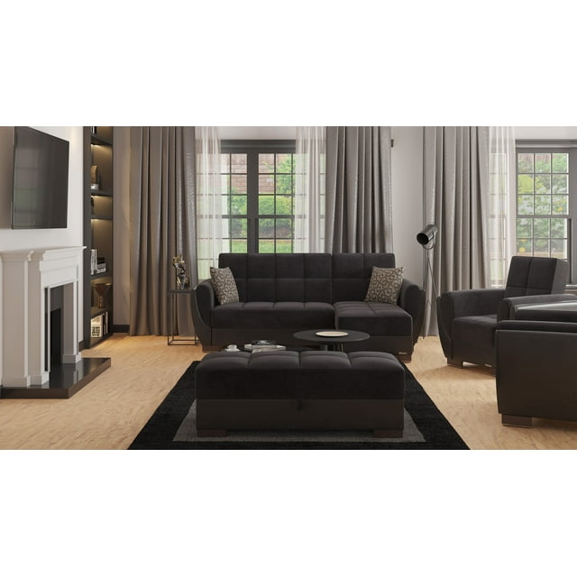 Ottomanson Origins Air Rectangular Upholstered Lift Top Ottoman, Black ...