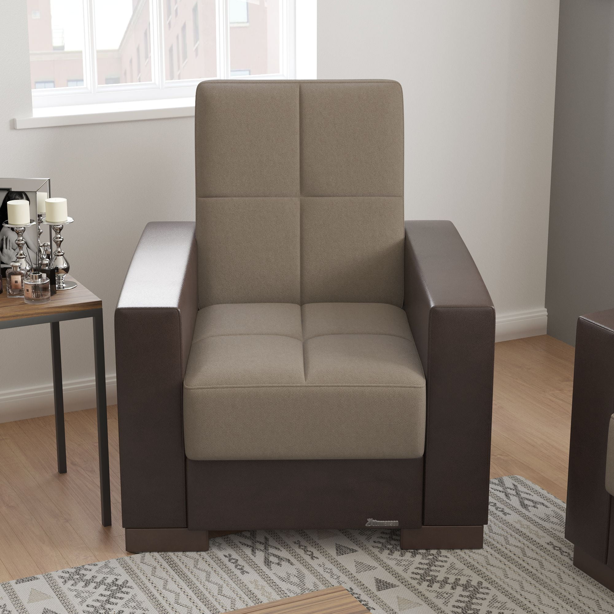 Ottomanson Origins Convertible Arm Chair, Beige Chenille - Walmart.com