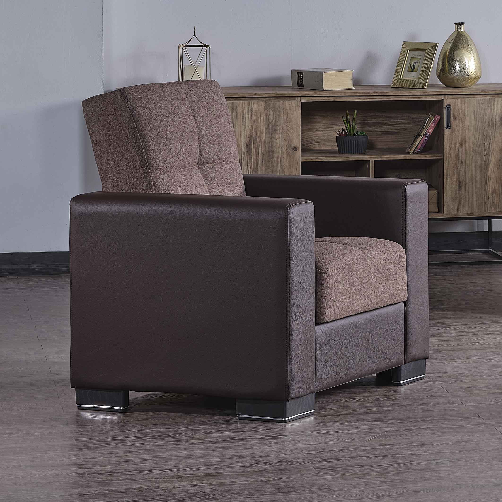 Ottomanson Origins Convertible Arm Chair - Brown Microfiber - Walmart.com
