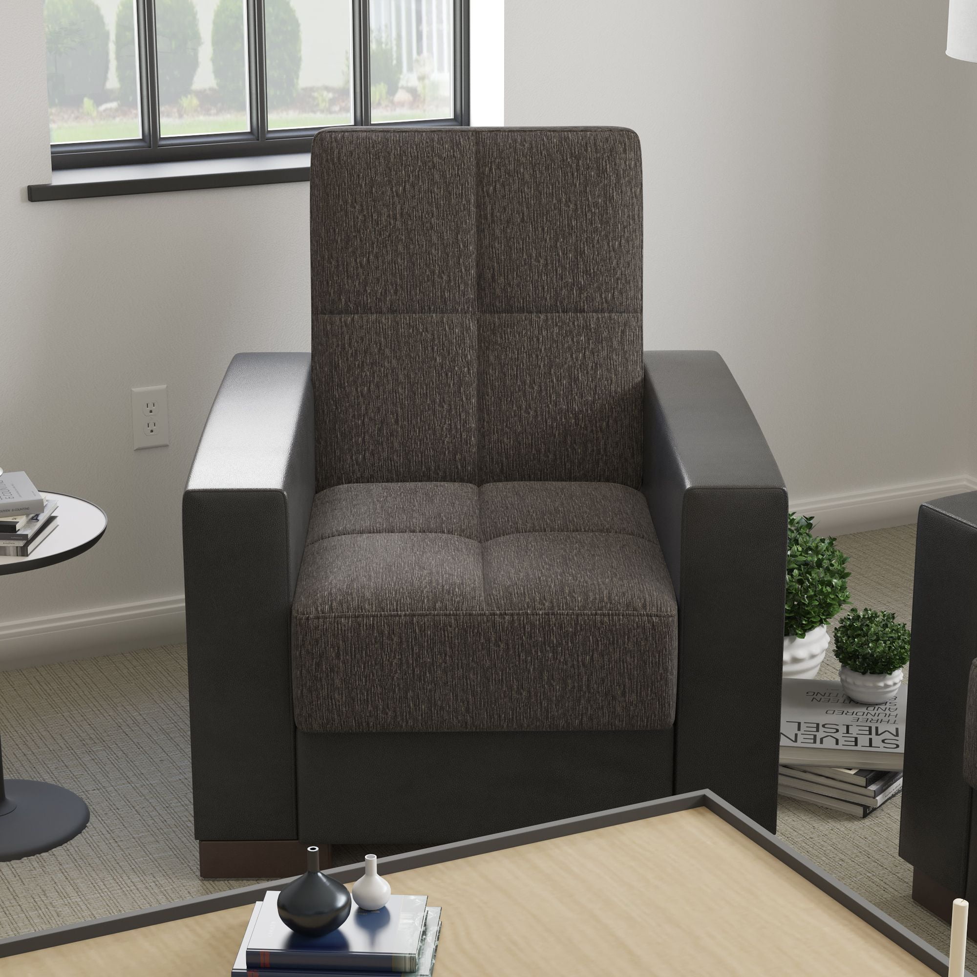 Ottomanson Origins Convertible Arm Chair, Gray Chenille - Walmart.com