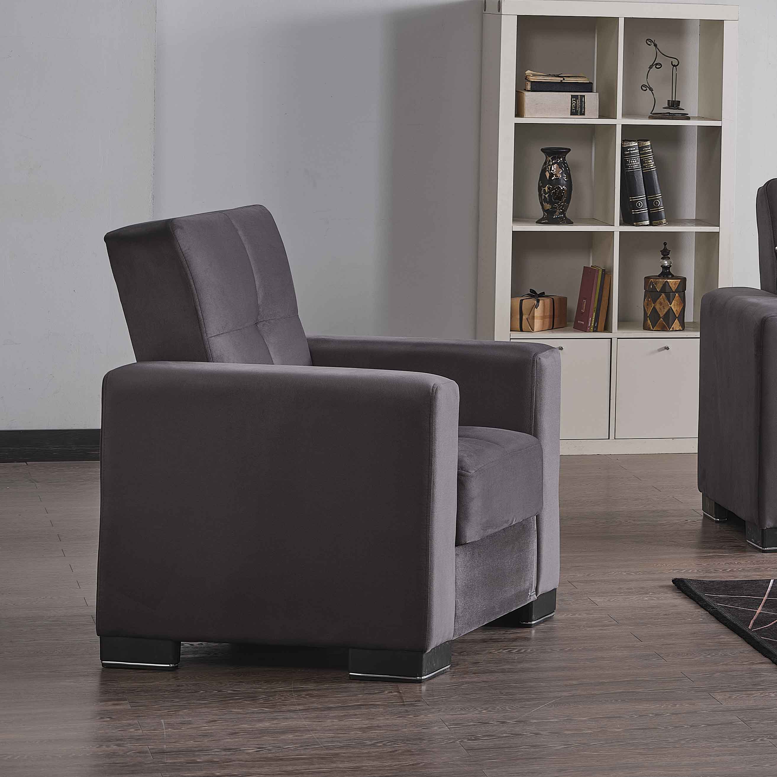 Ottomanson Origins Convertible Arm Chair, Gray Microfiber Fabric ...