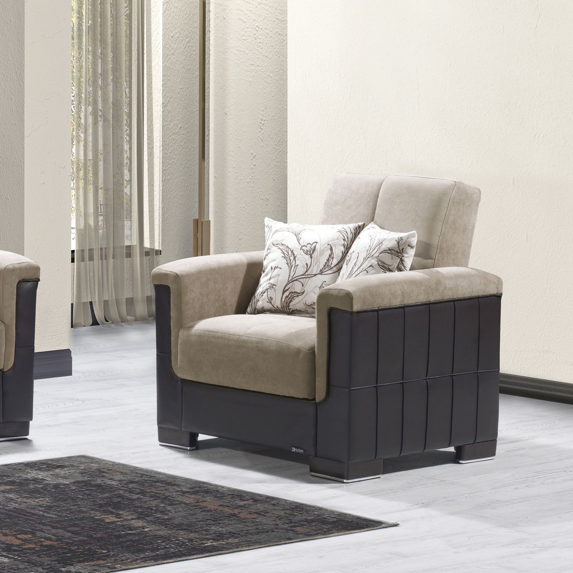 Ottomanson Origins Pro Convertible Arm Chair, Beige Chenille - Walmart.com