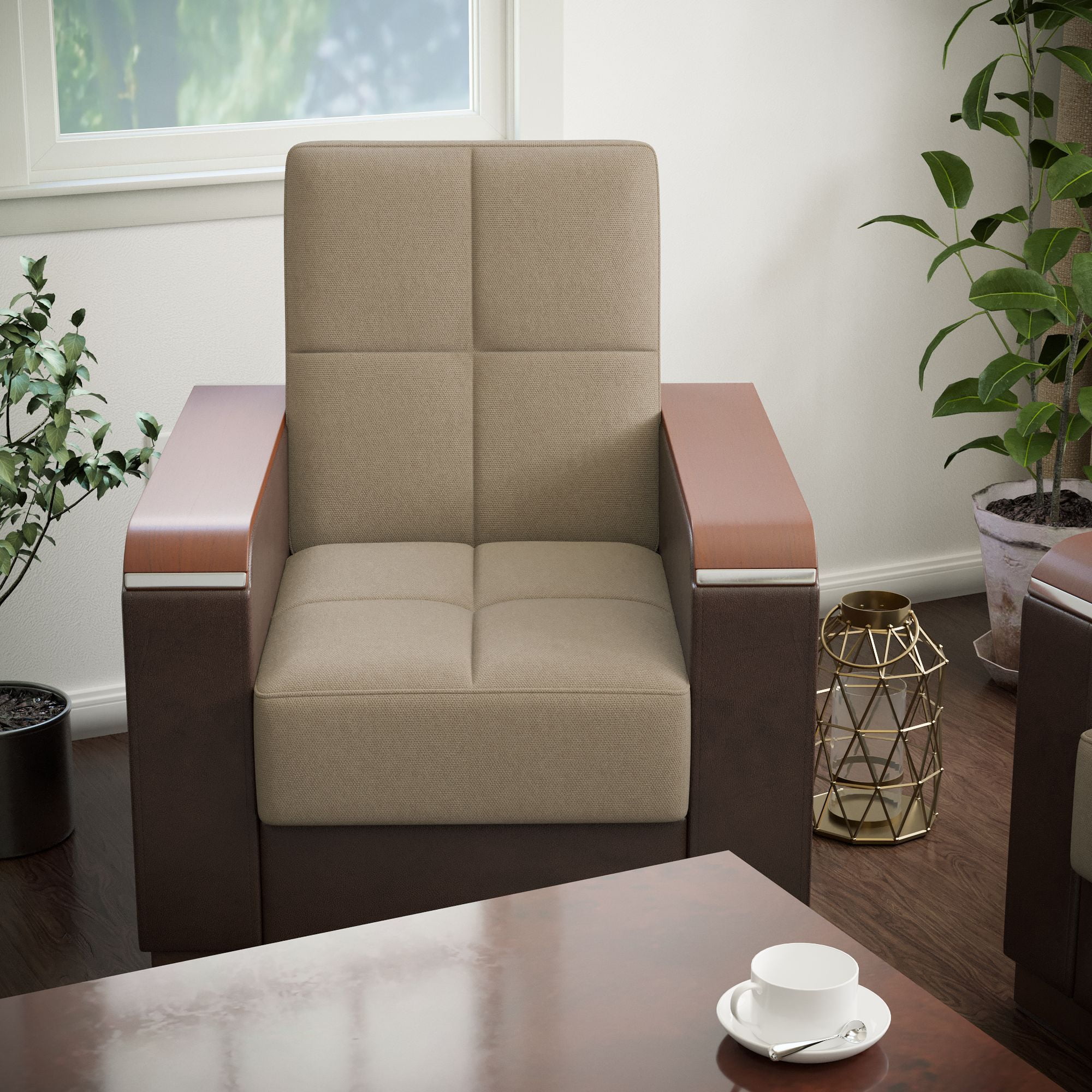 Ottomanson Origins X Convertible Arm Chair, Beige Chenille - Walmart.com
