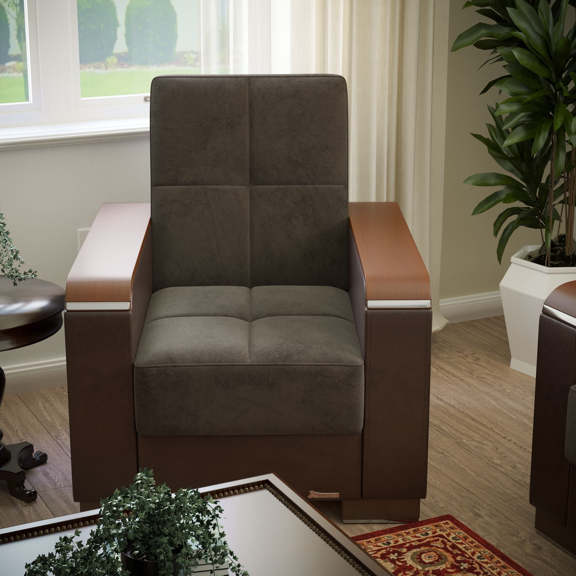 Ottomanson Origins X Convertible Arm Chair, Brown Microfiber - Walmart.com