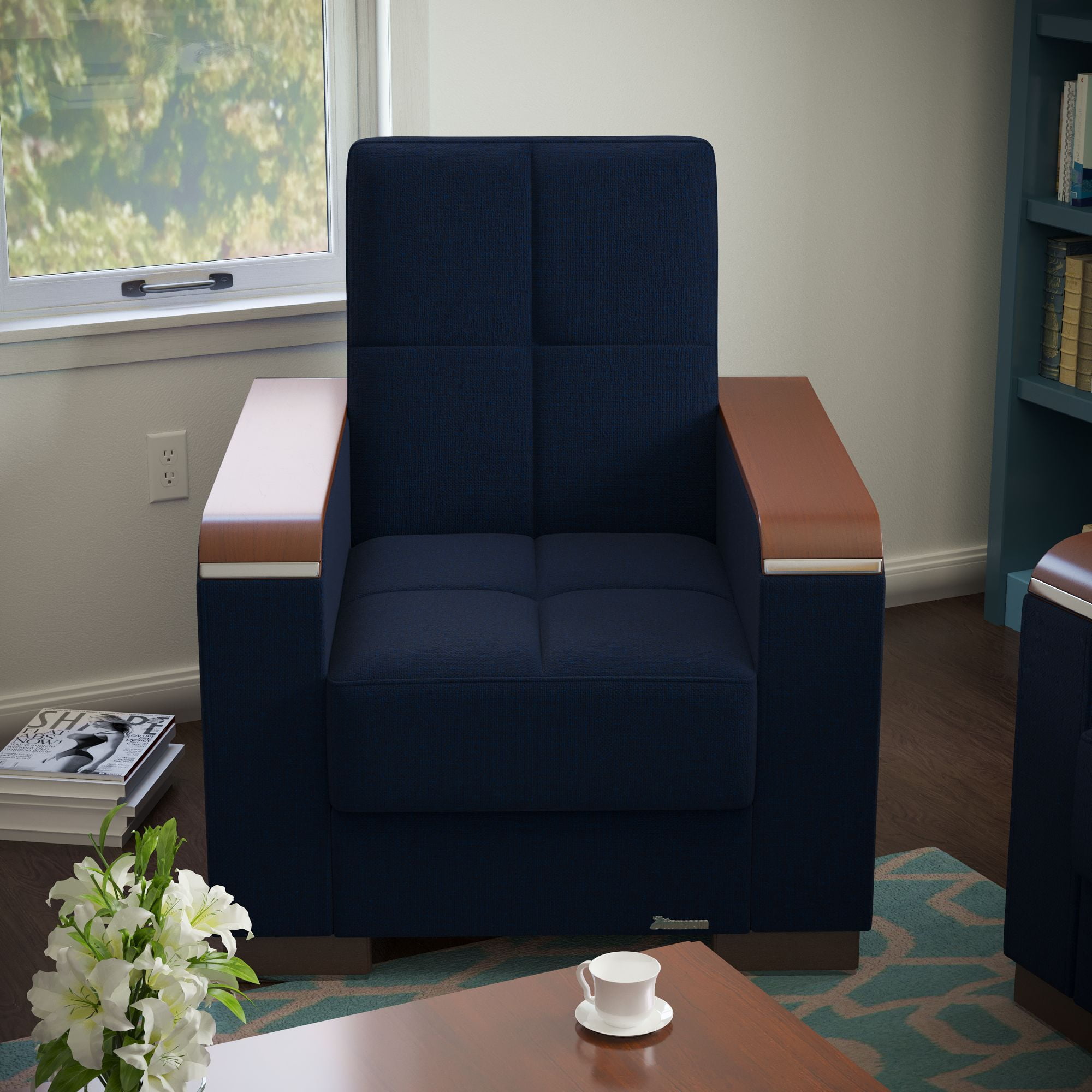 Ottomanson Origins X Convertible Arm Chair, Dark Blue Polyester ...