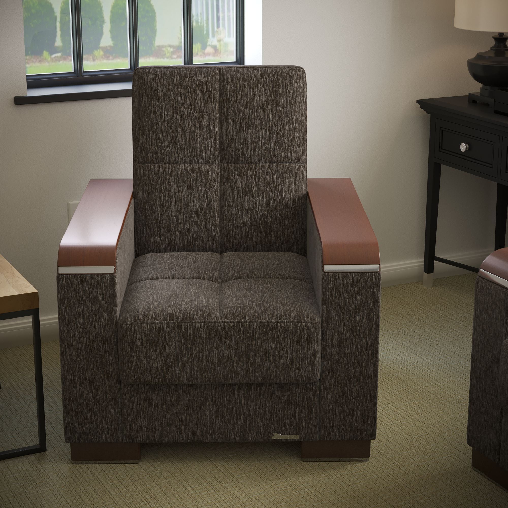 Ottomanson Origins X Convertible Arm Chair, Gray Color Chenille ...