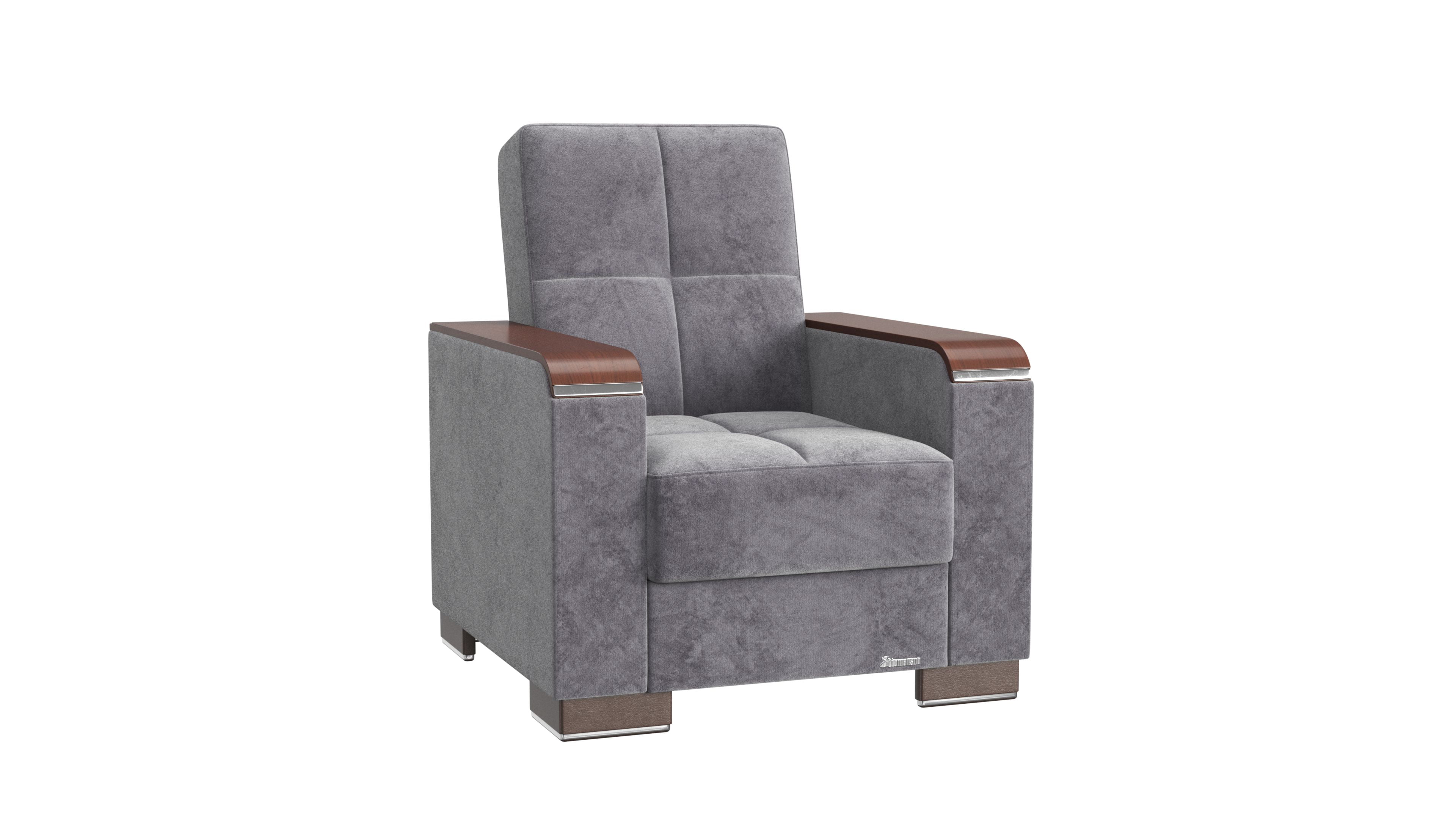 Ottomanson Origins X Convertible Arm Chair, Gray Microfiber Fabric ...