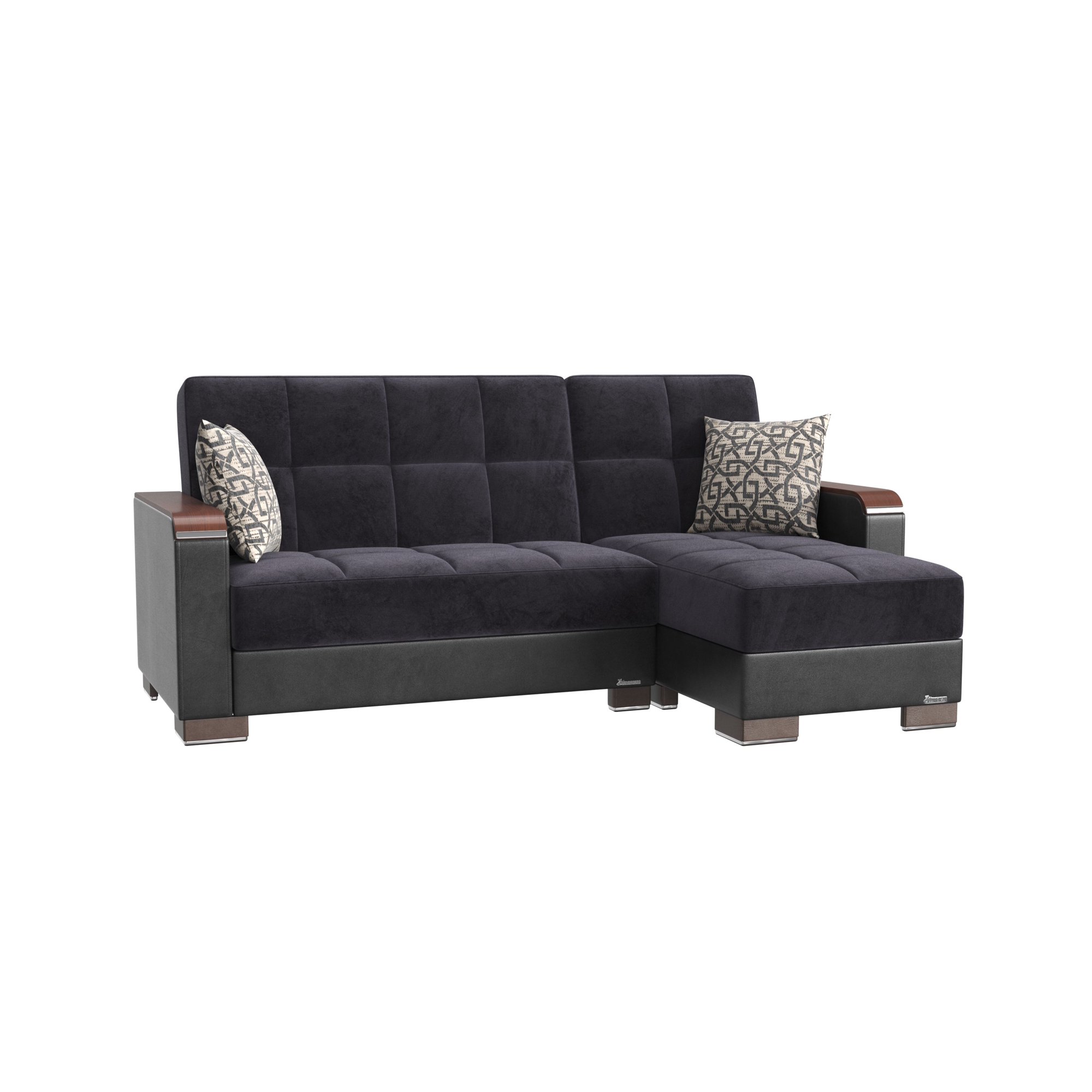 Black Microfiber Sectional Sofa