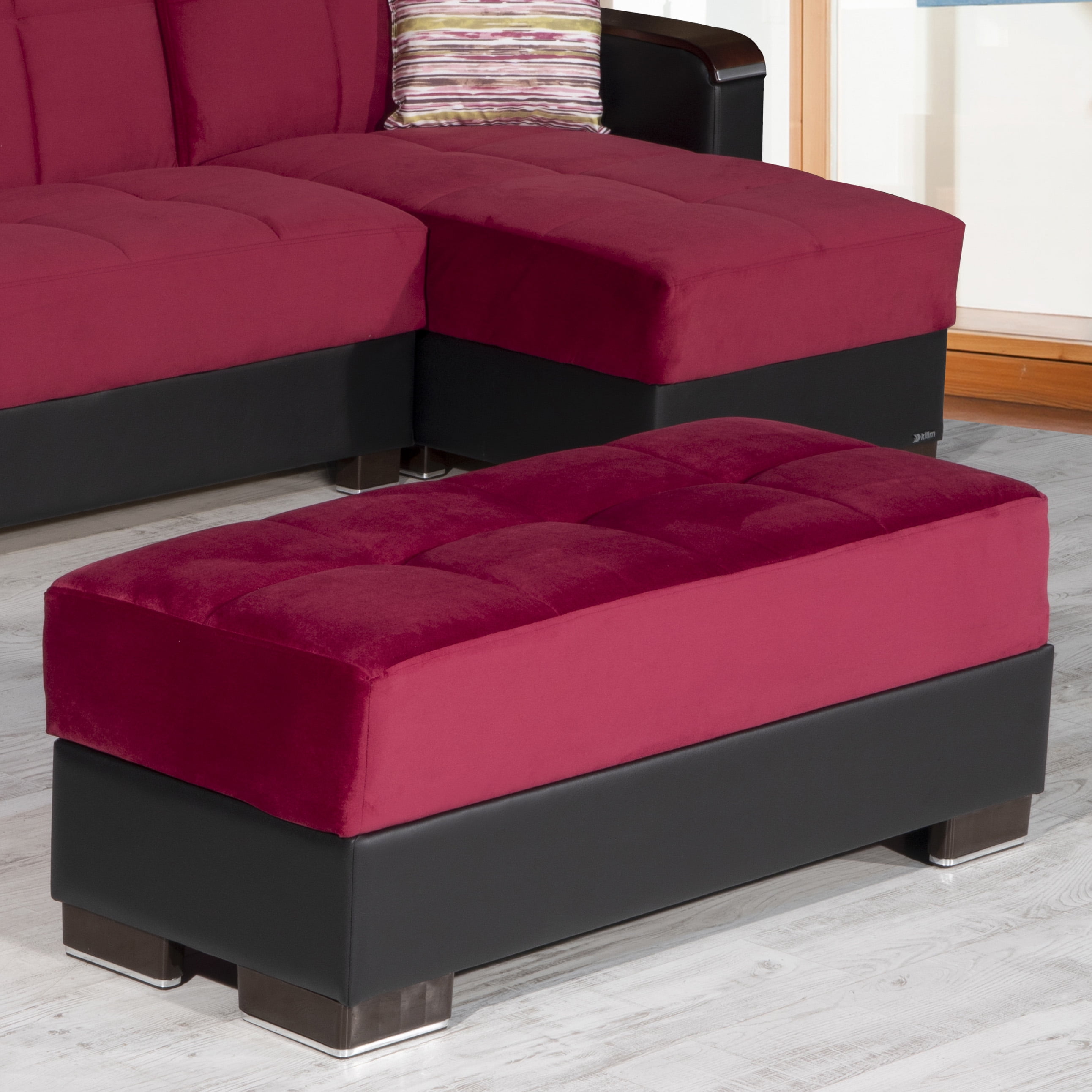 Ottomanson Rectangular Upholstered Ottoman - Storage Solution - Walmart.com