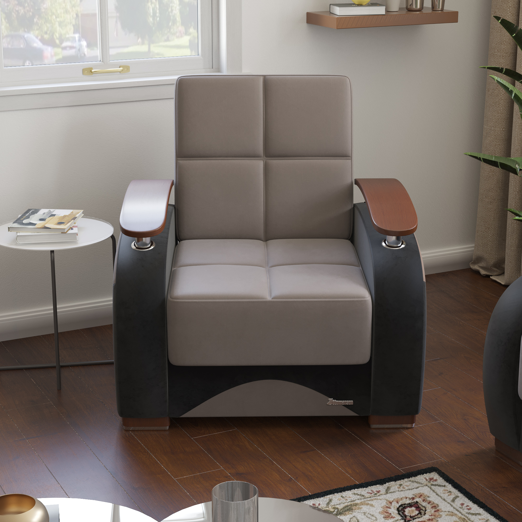 Ottomanson Radiance Convertible Arm Chair, Gray Microfiber - Walmart.com