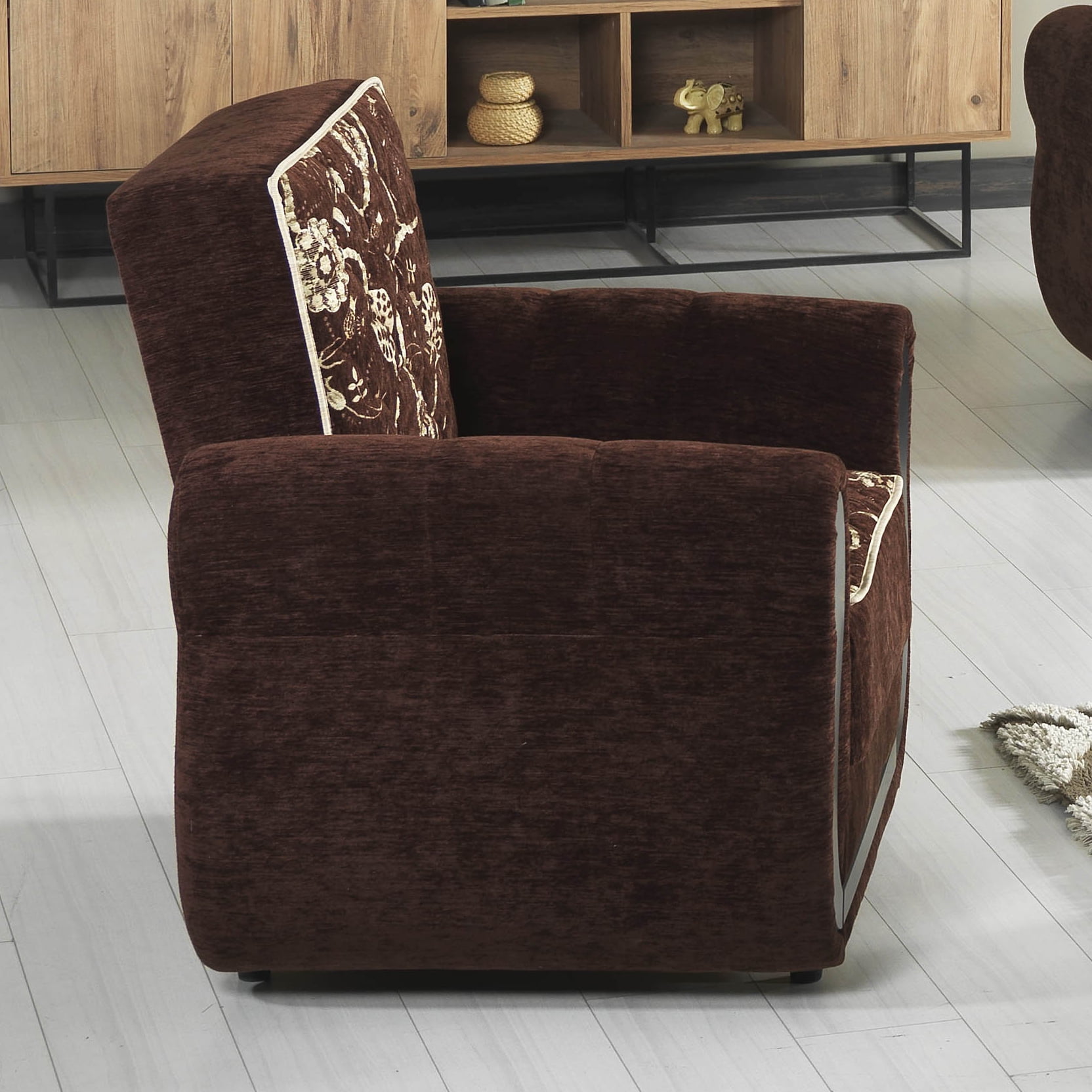 Ottomanson Roma Convertible Arm Chair, Brown Chenille - Walmart.com