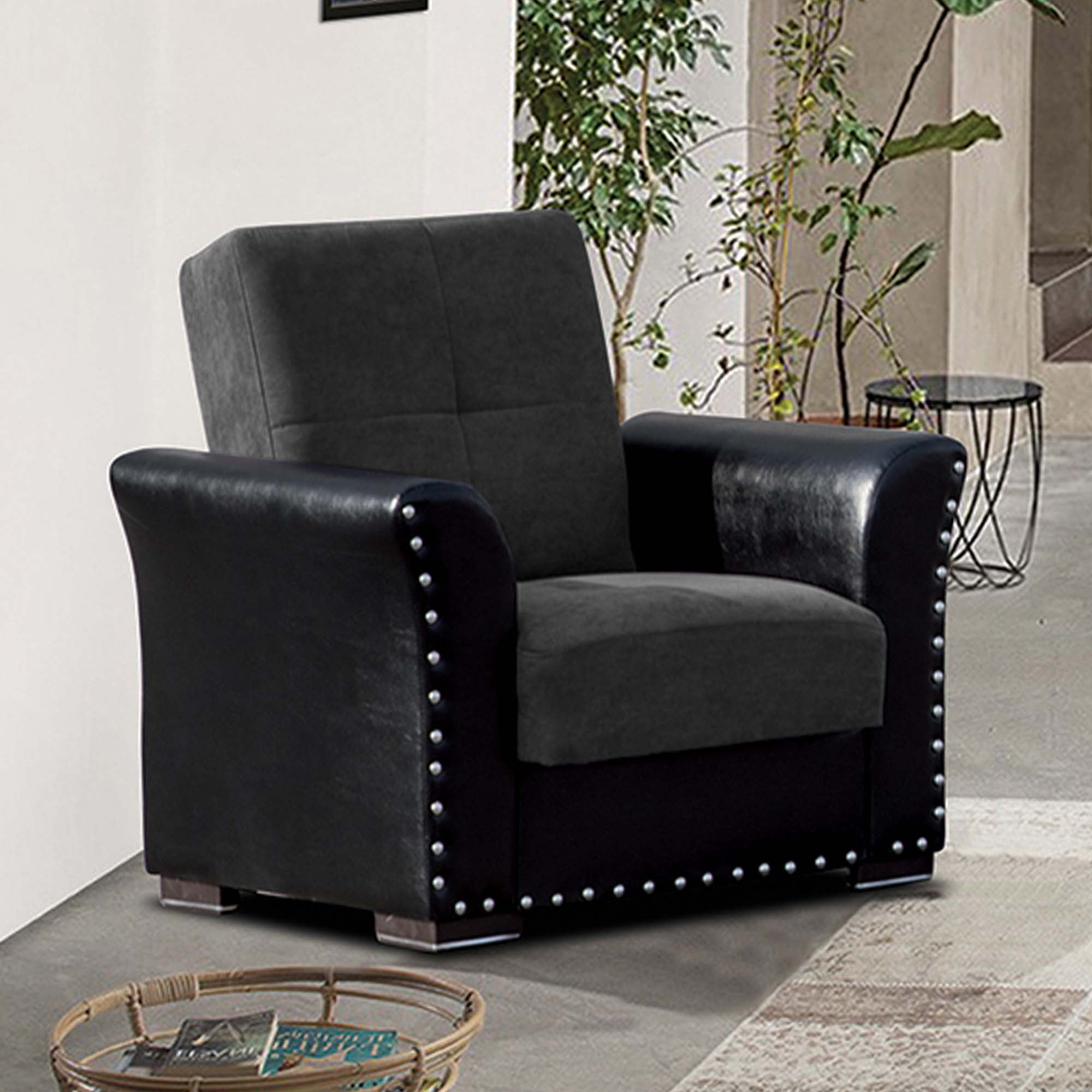 Ottomanson Superstar Convertible Arm Chair, Gray Chenille - Walmart.com